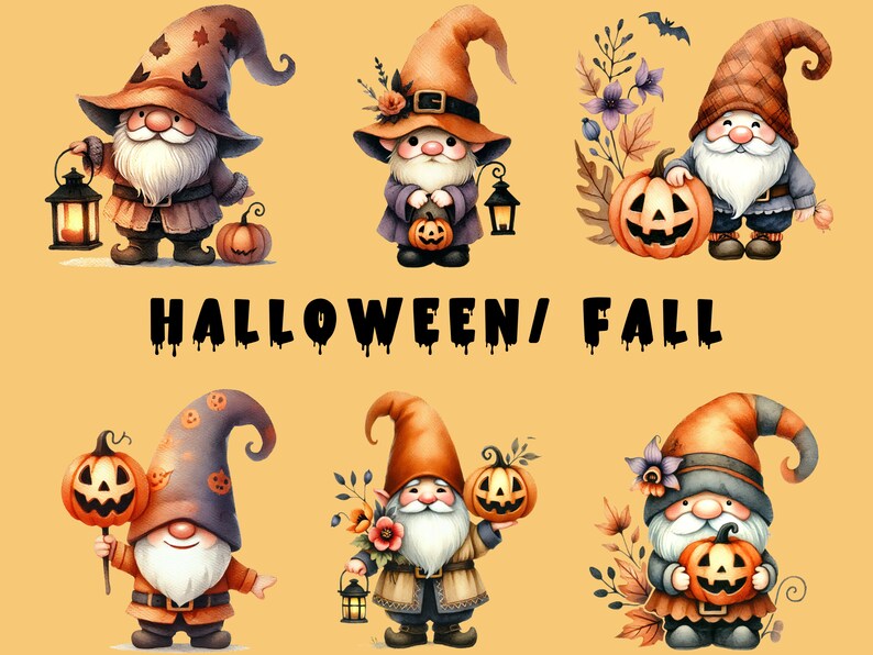 Halloween Gnome Clipart Gnome PNG Sublimation Design Ghost Gnome Spooky ...