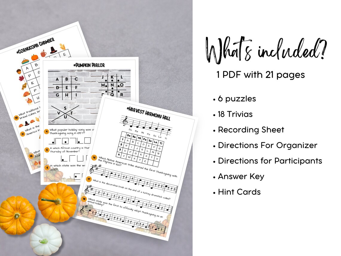 Thanksgiving Escape Room Printable Escape Room for Kids Escape Game ...