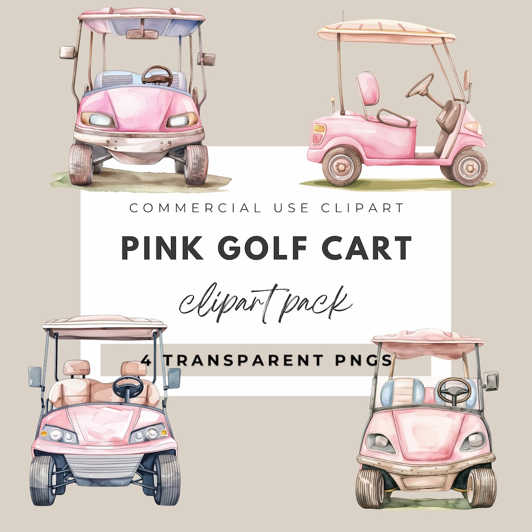 Watercolor Golf Cart Clipart Golfer Clipart Pink Golf Cart Sublimation ...