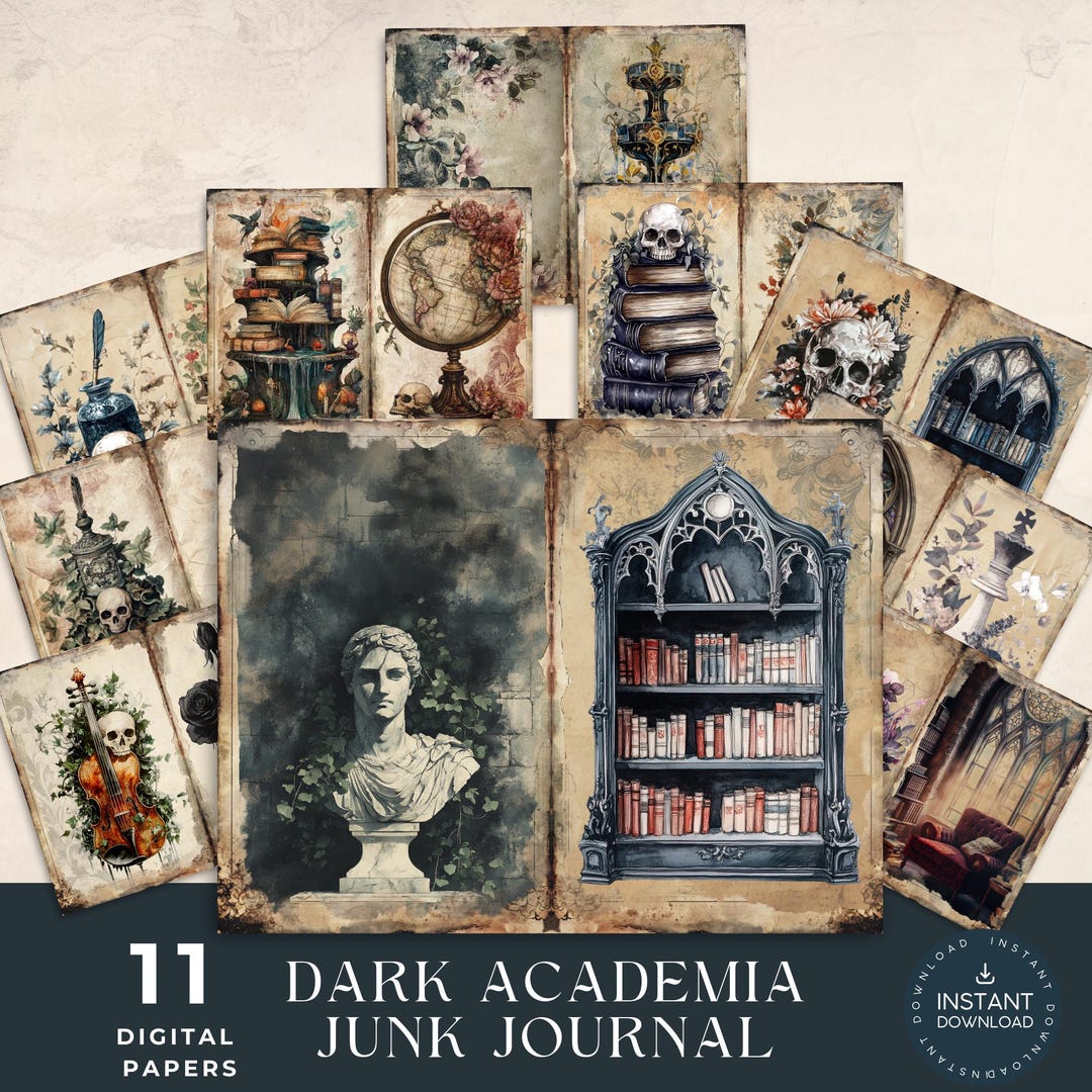 Dark Academia Junk Journal for Scrapbooking, Vintage Printable Papers ...