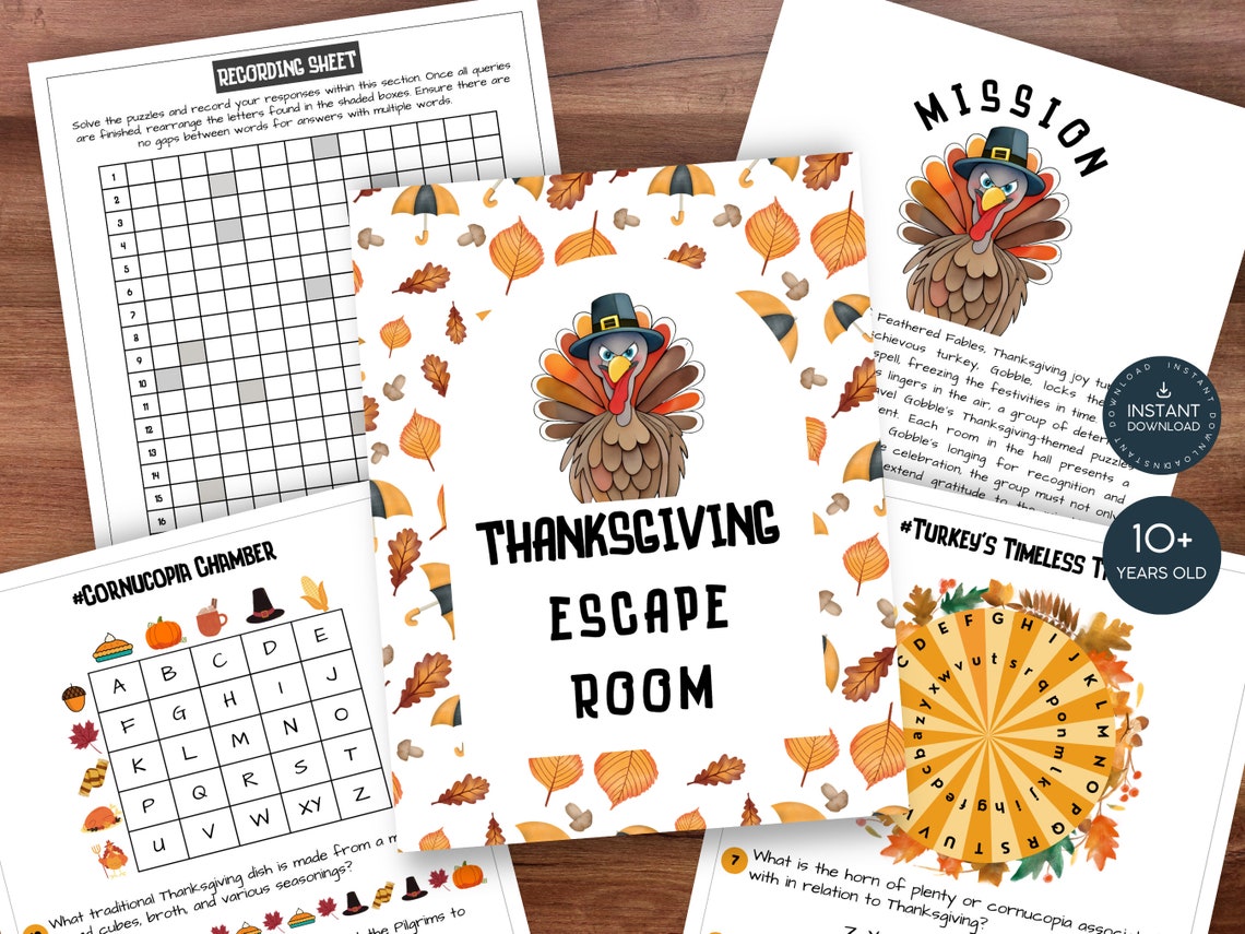 Thanksgiving Escape Room Printable Escape Room for Kids Escape Game ...