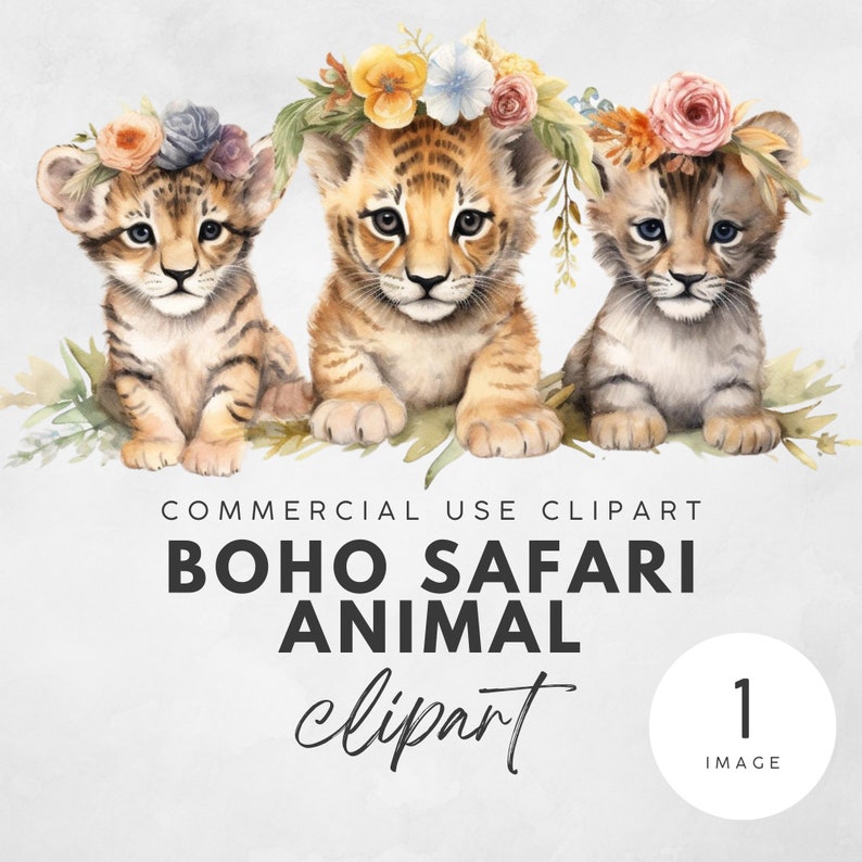 Boho Safari Animal Clipart Cute Animal Clipart Commercial Use ...