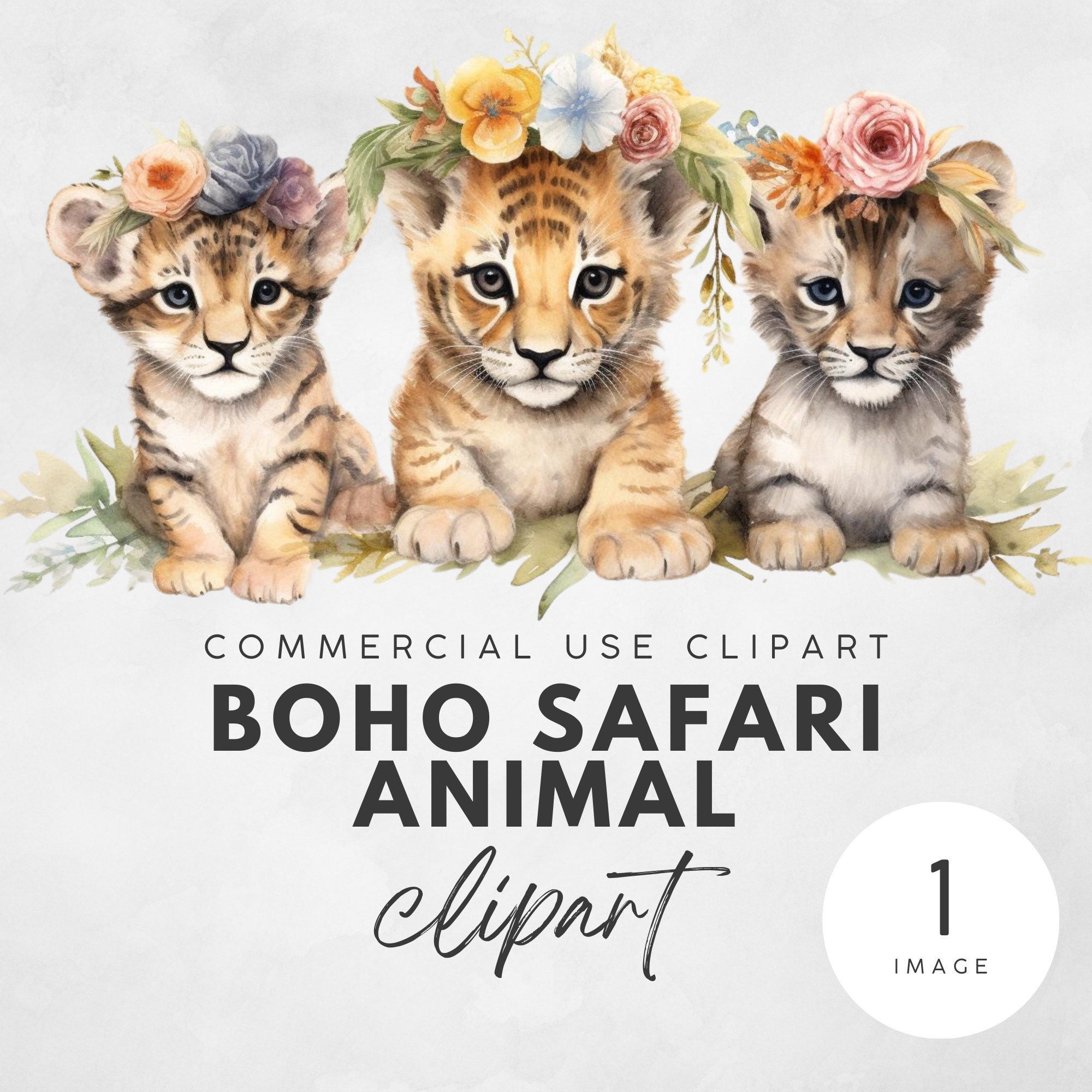 Boho Safari Animal Clipart Cute Animal Clipart Commercial Use ...