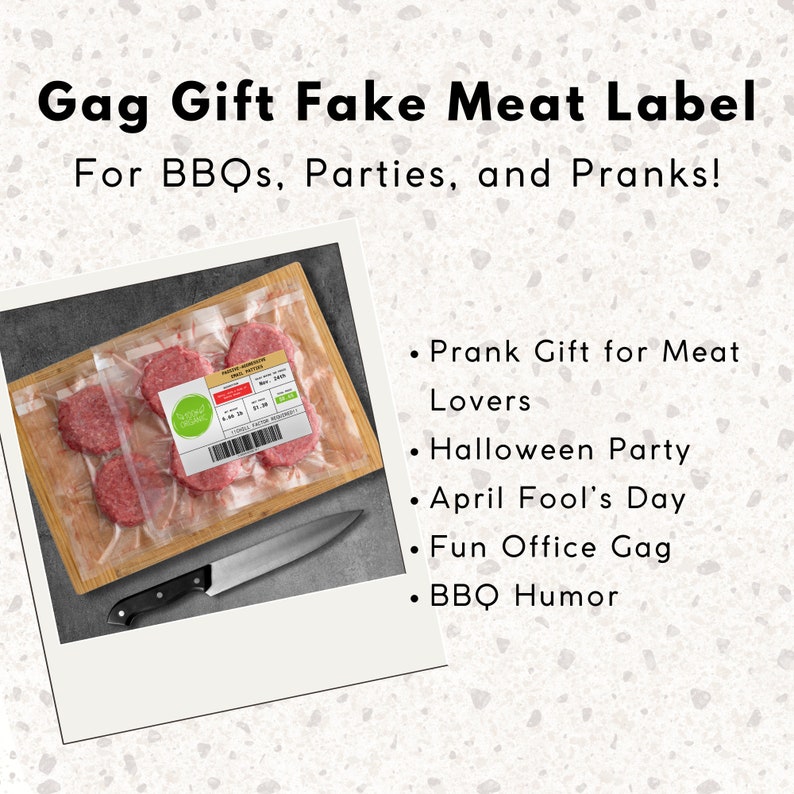 Editable Fake Meat Label Stickers Funny Halloween Prank Gift Office Gag ...