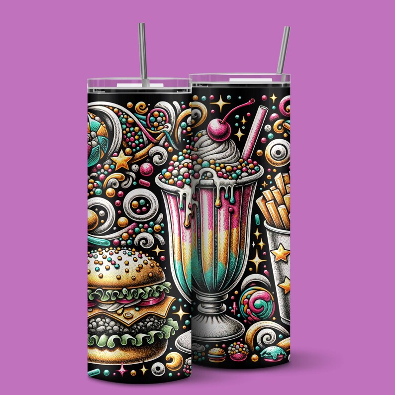 Fast Food Tumbler Wrap Digital Download 20oz Food Lover Gift DIY Custom ...