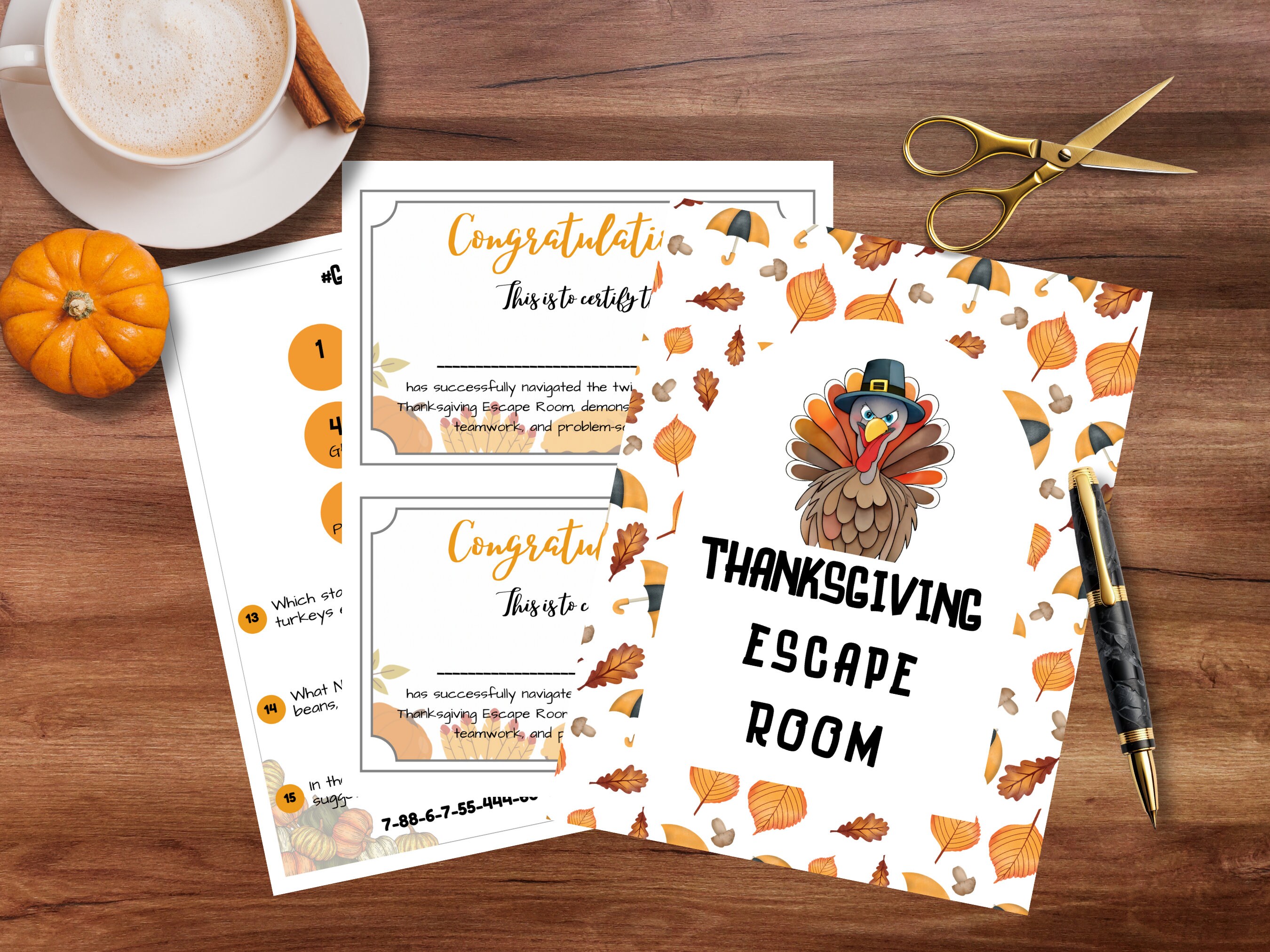 Thanksgiving Escape Room Printable Escape Room for Kids Escape Game ...