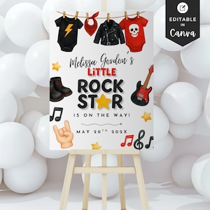 Rock Star Baby Shower Welcome Sign, Rock and Roll Baby Shower Theme ...