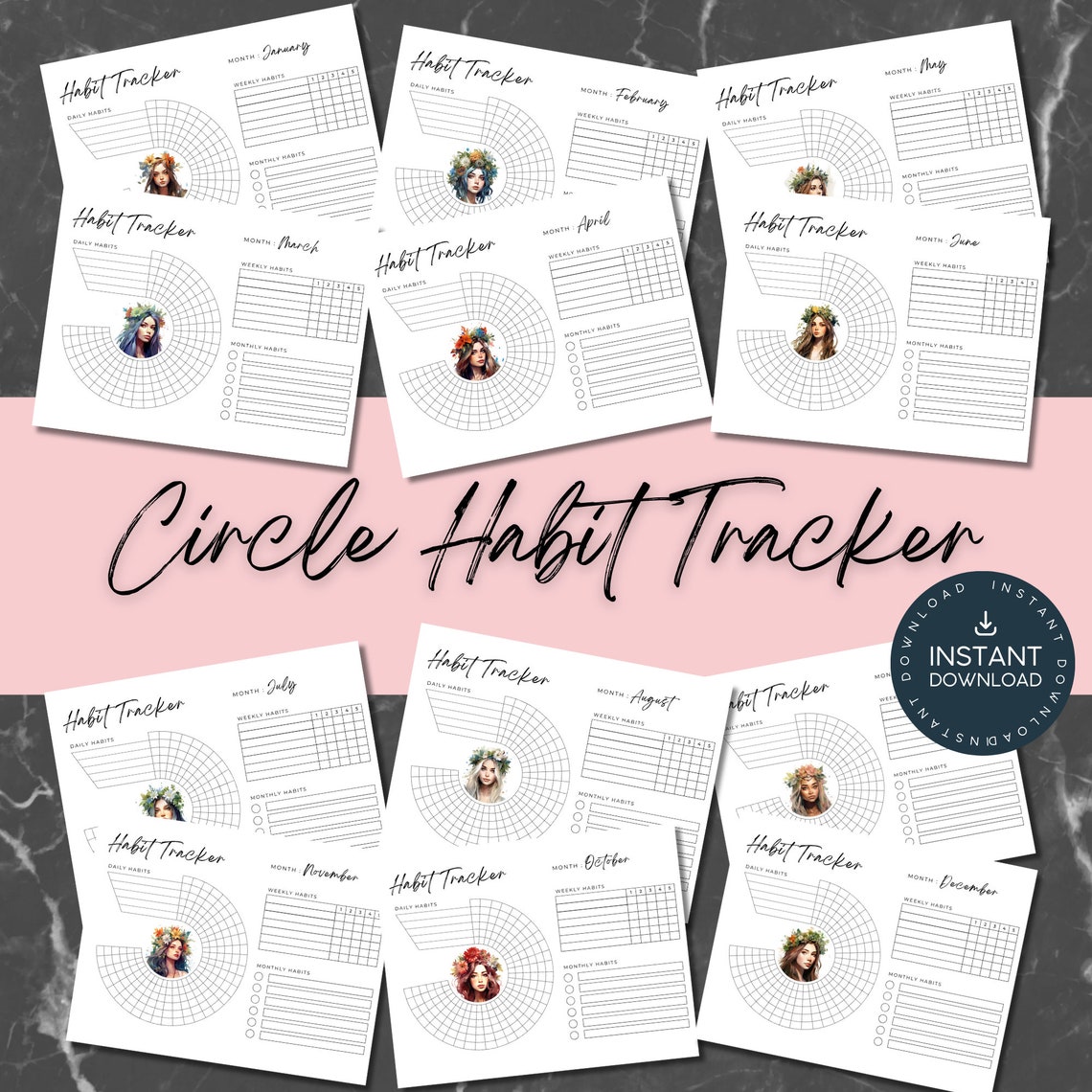Circle Habit Tracker Printable Daily Habit Tracker Circle Daily Tracker ...