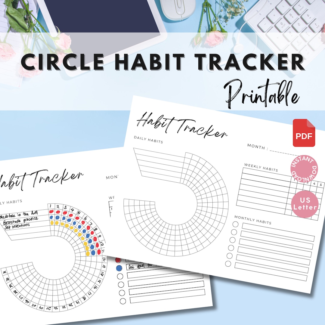 PDF Circle Habit Tracker Printable Circular Monthly Circle Daily ...