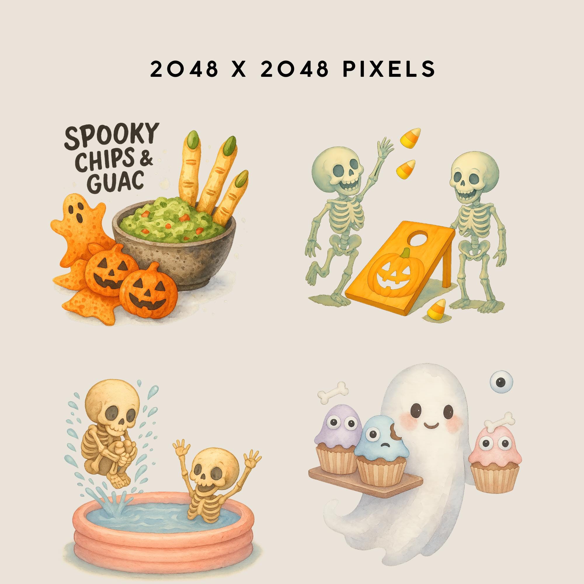 Summerween Backyard Clipart PNG Bundle, Cute Spooky Pool Party, Cute ...