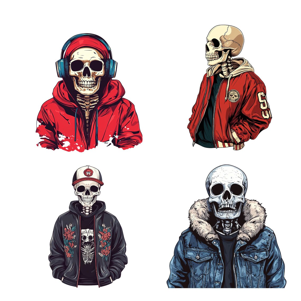 Retro Skeleton Clipart PNG Cool Skeleton Sublimation Design for Shirts ...