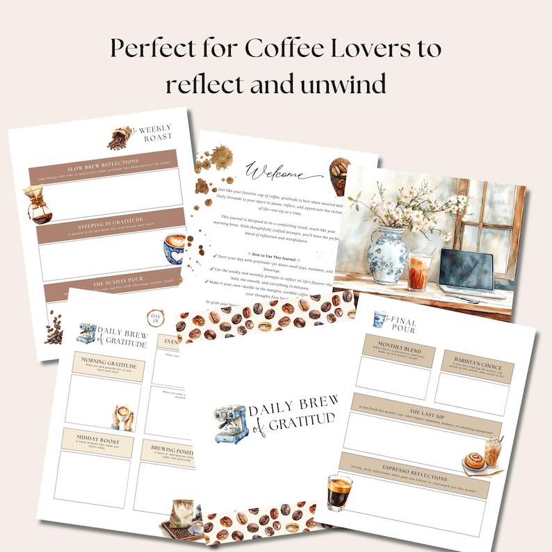 Coffee Lover Gratitude Journal Digital Download, Mindful Reflection ...