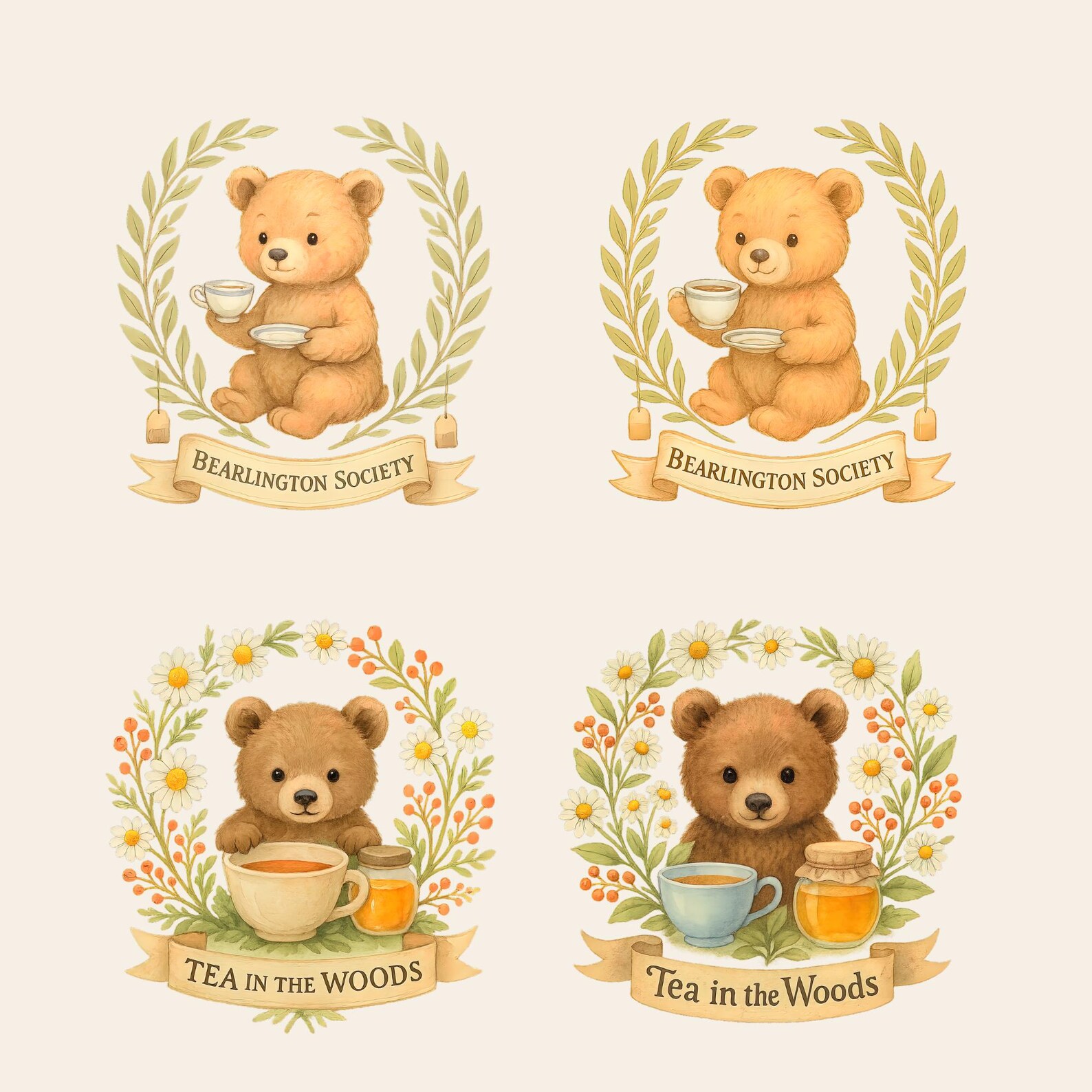 Adorable Bear Having Tea Clipart, Teddy Bear Clipart, Tea Party Animals ...
