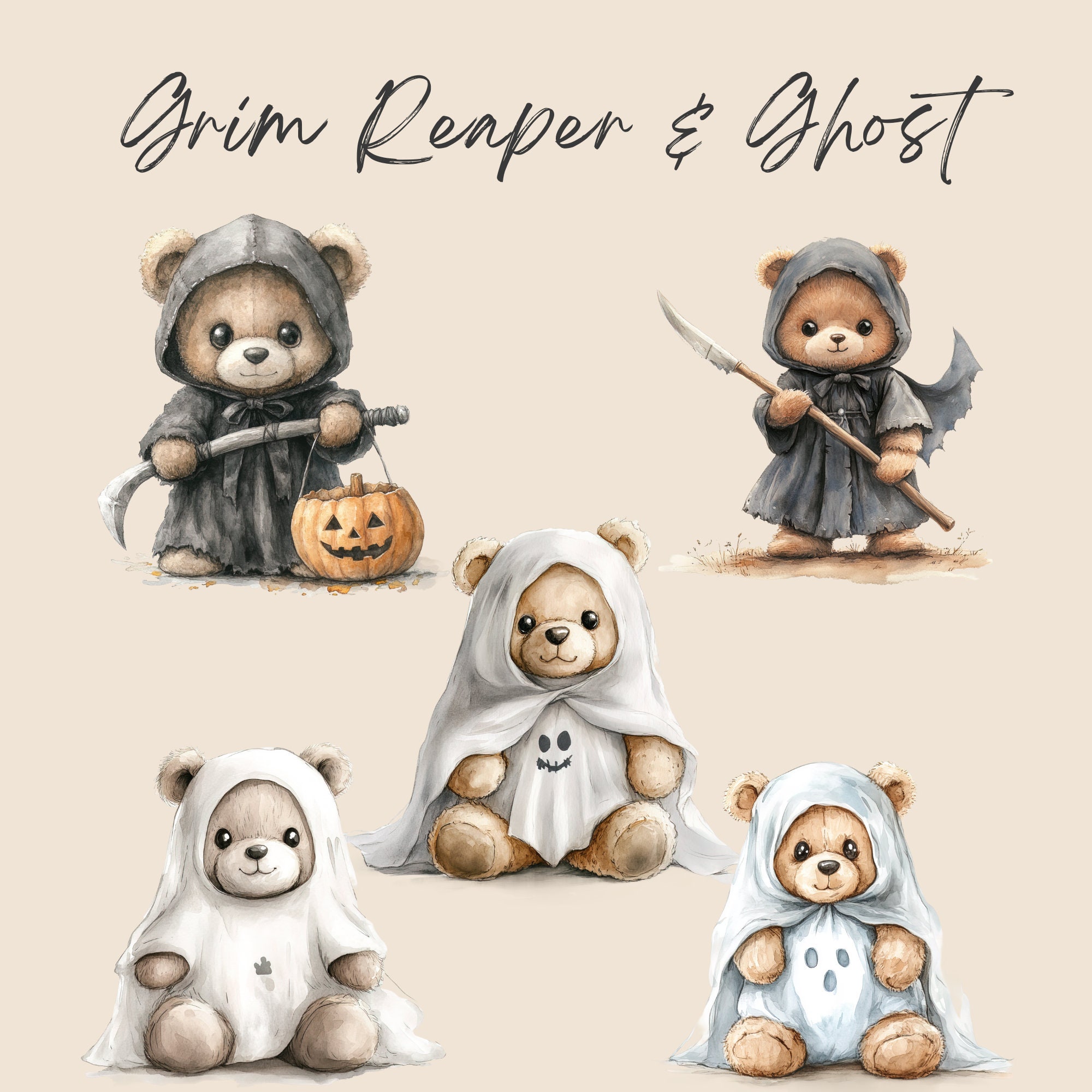 Cute Halloween Teddy Bear Clipart PNG File for Shirt Design Fall ...