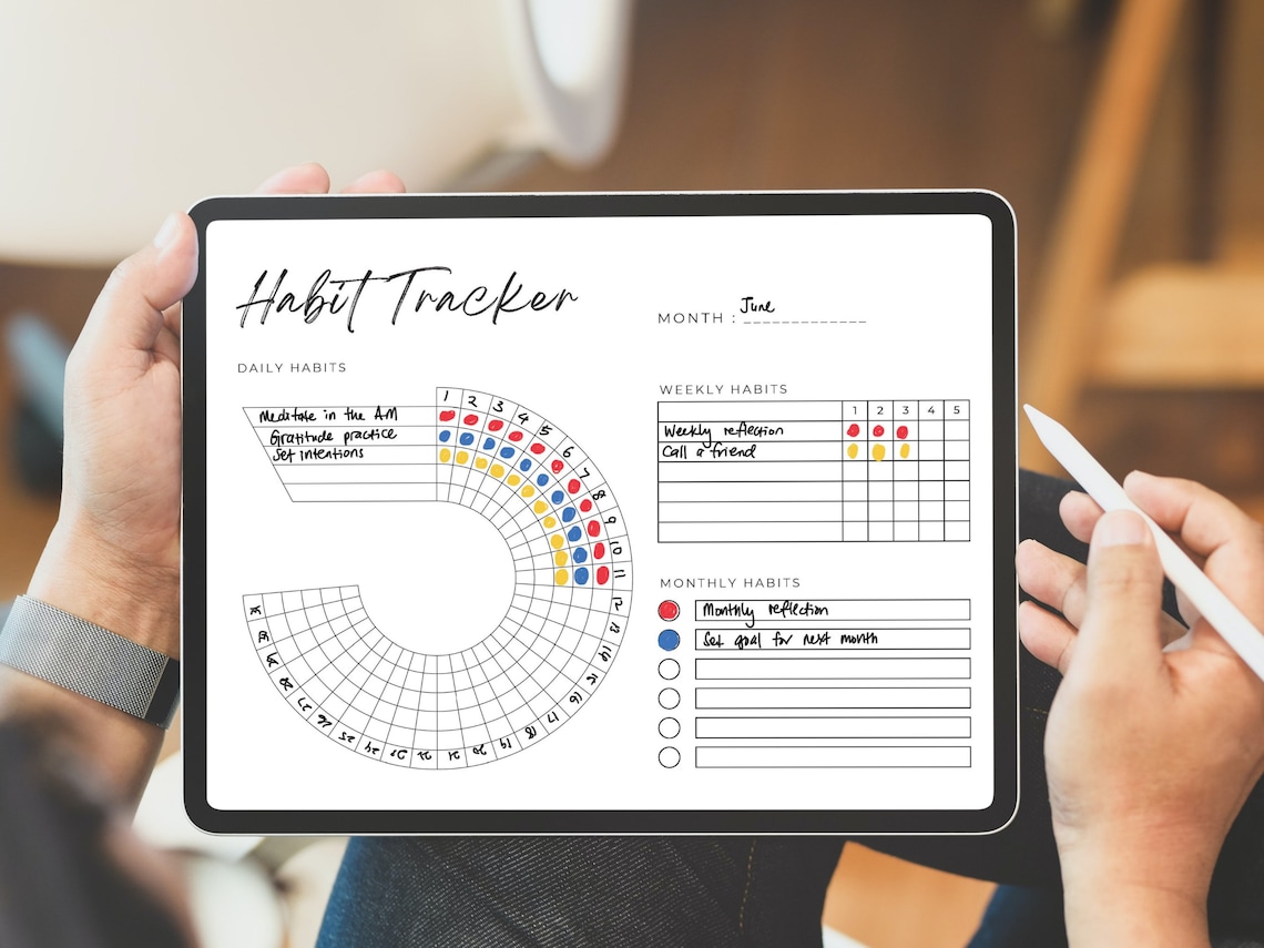 PDF Circle Habit Tracker Printable Circular Monthly Circle Daily ...
