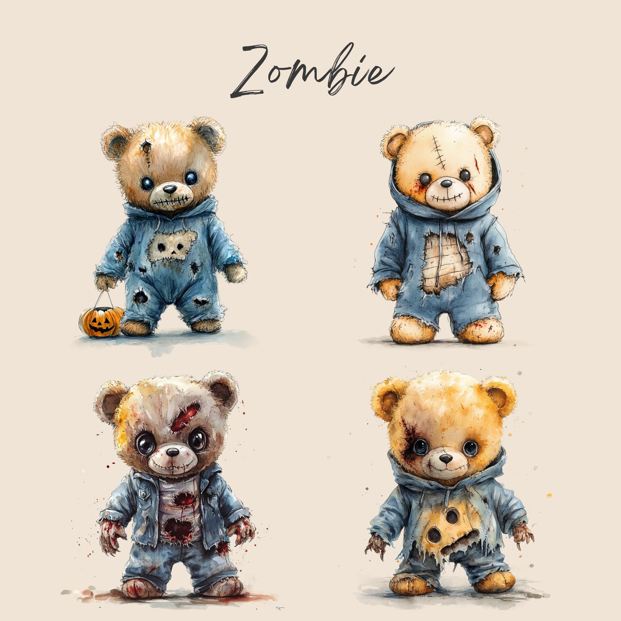Cute Halloween Teddy Bear Clipart PNG File for Shirt Design Fall ...