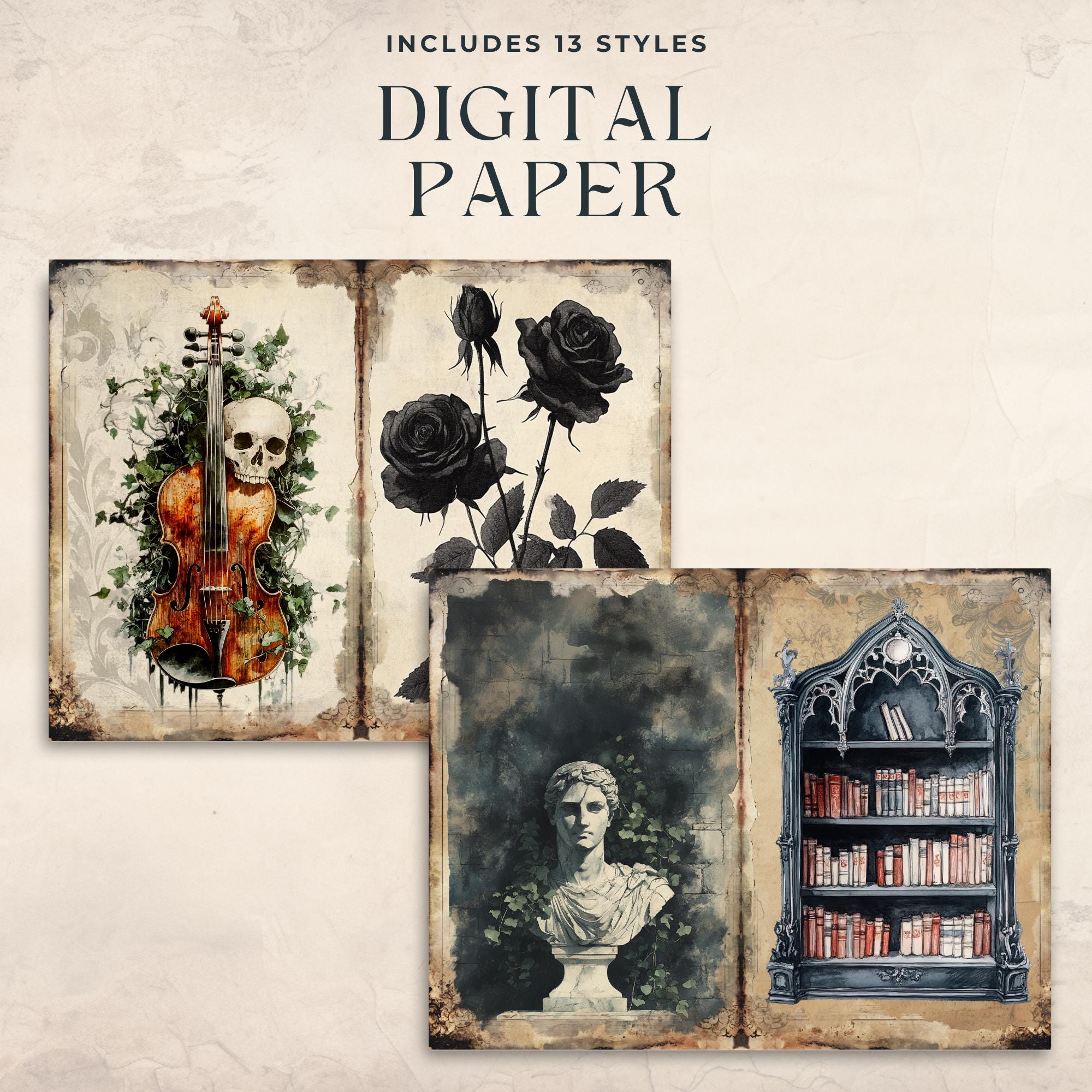 Dark Academia Junk Journal for Scrapbooking, Vintage Printable Papers ...