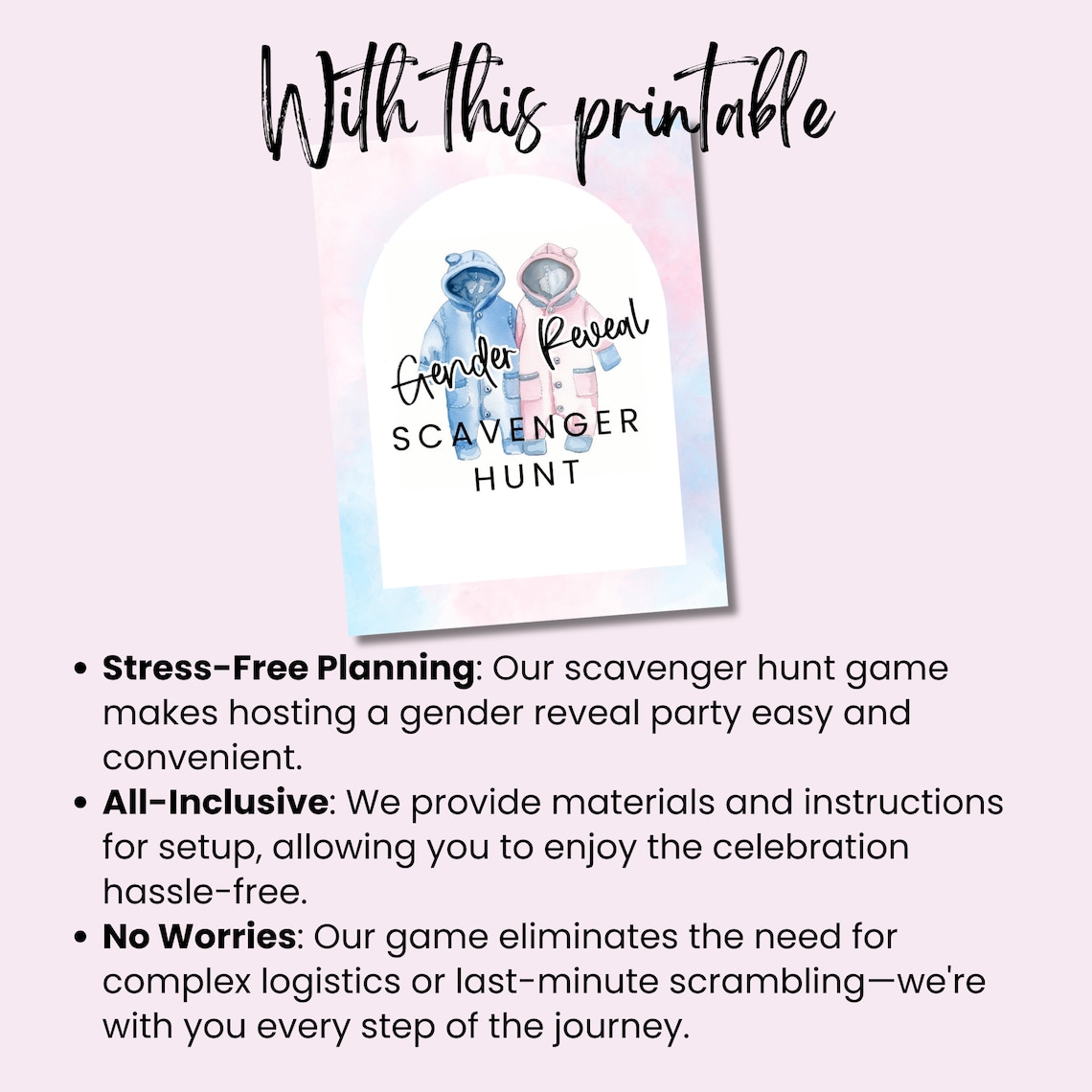 Gender Reveal Scavenger Hunt Clue Cards for Gender Reveal Game Baby ...