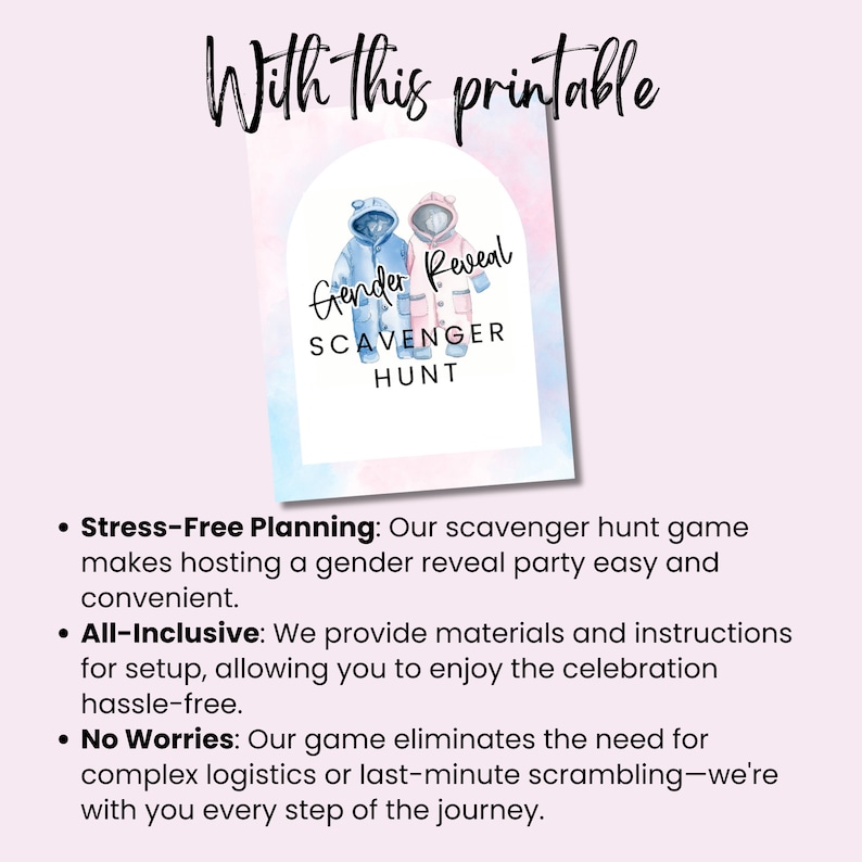 Gender Reveal Scavenger Hunt Clue Cards for Gender Reveal Game Baby ...