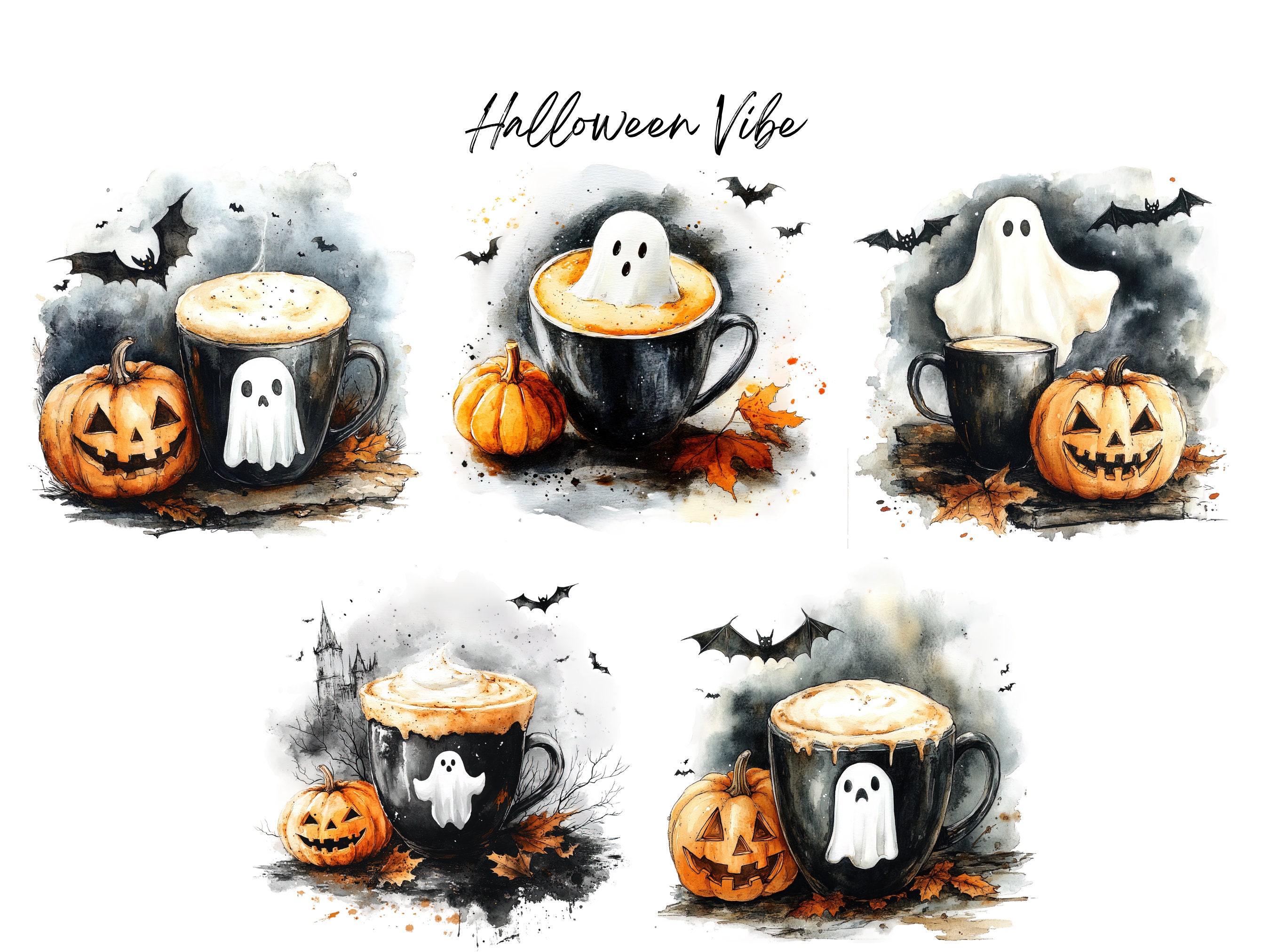 Watercolor Pumpkin Spiced Latte Clipart Fall Drinks Clipart Autumn ...