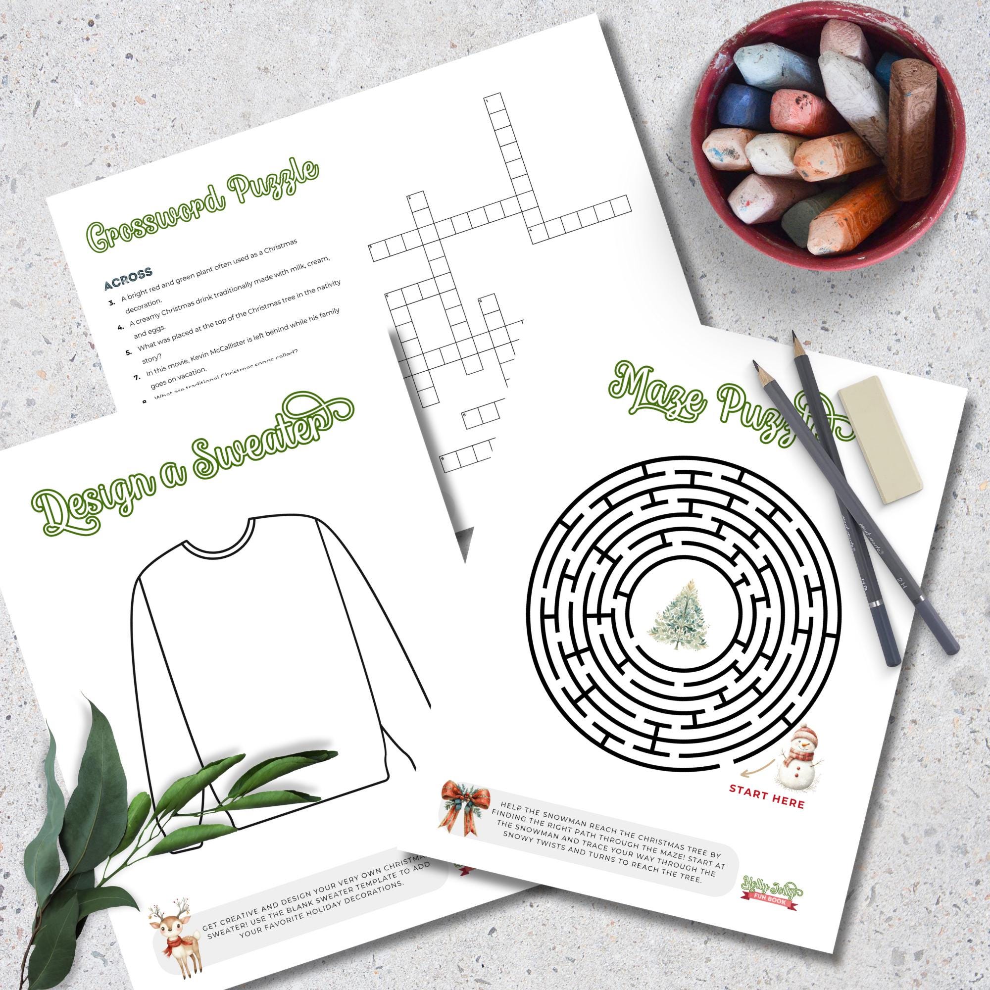 Christmas Activity Book Printable Kids Holiday Boredom Buster Stocking ...