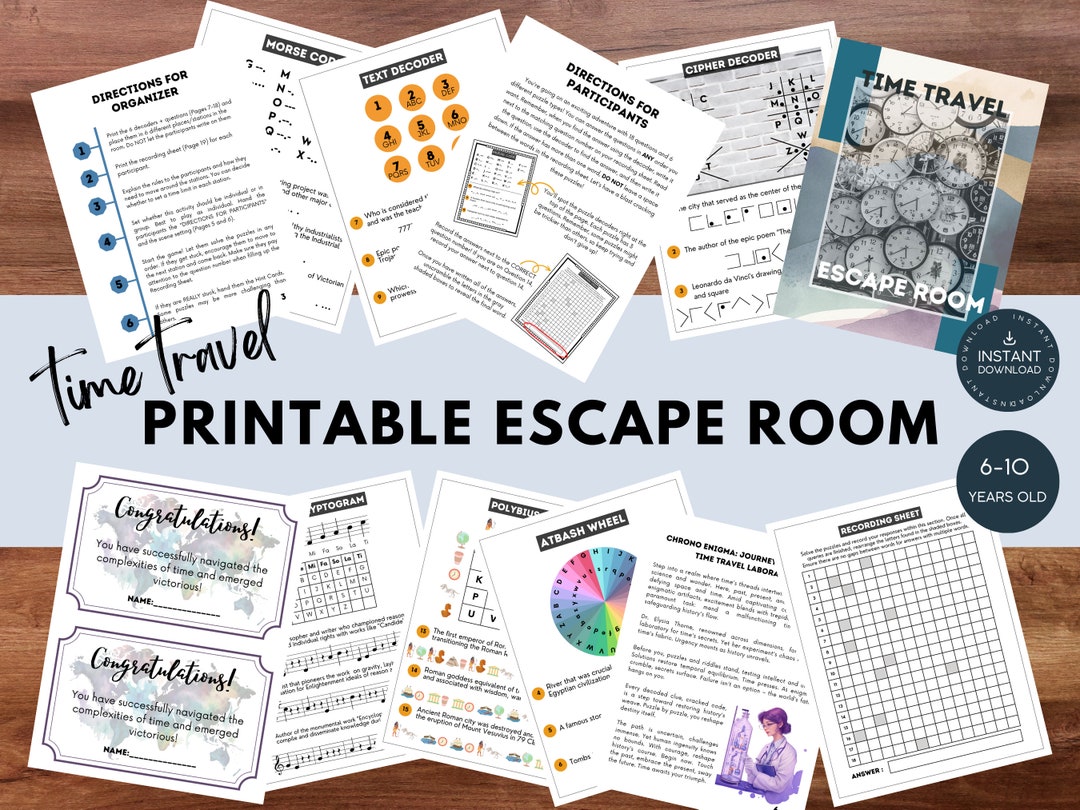Printable Escape Room for Kids Time Travel Fun Family Games - Etsy