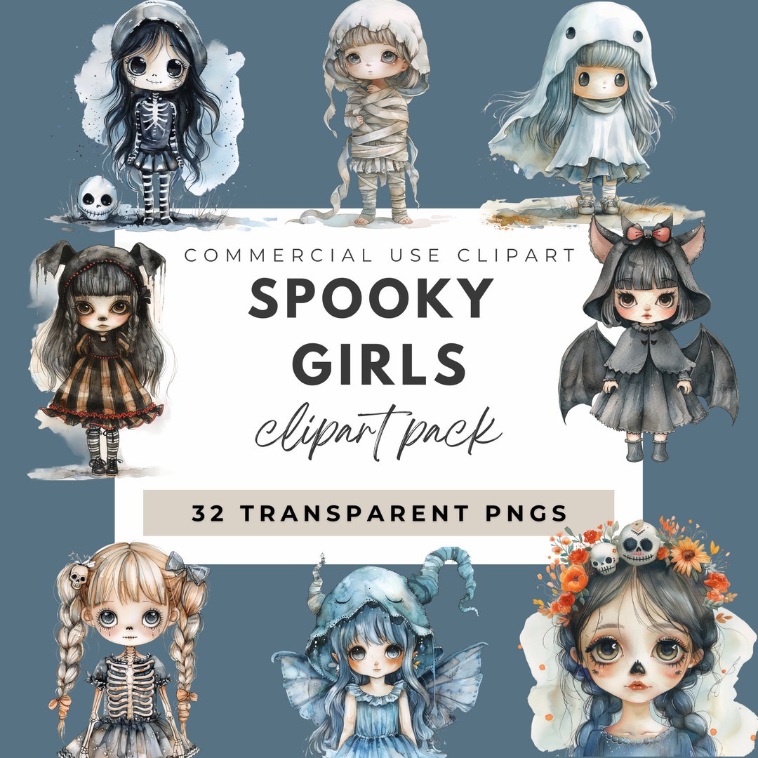 Spooky Girl PNG Spooky Girl Clipart Halloween Clipart Bundle PNG ...