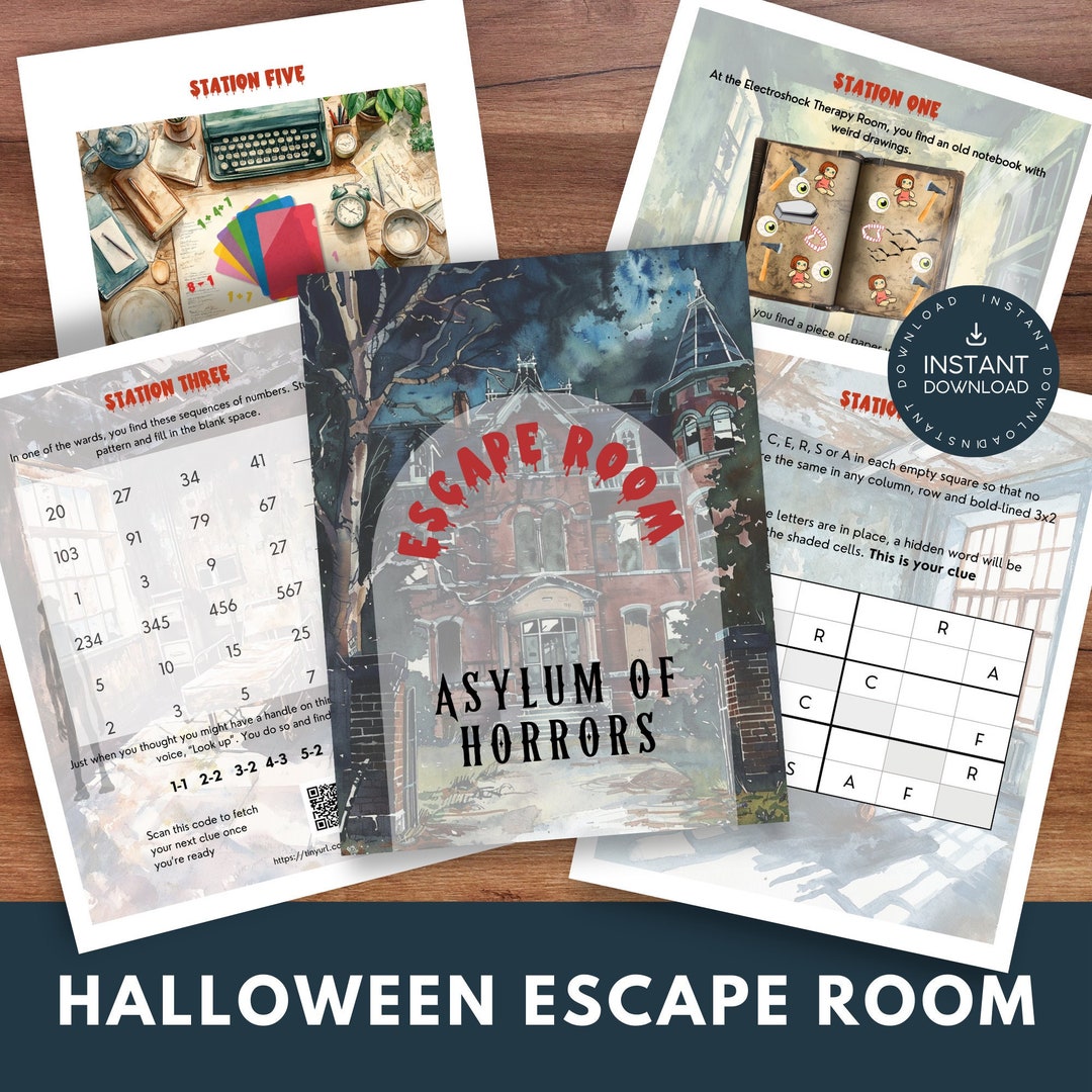 Halloween Escape Room for Kids Printable Puzzle Kit, Family Game Night ...