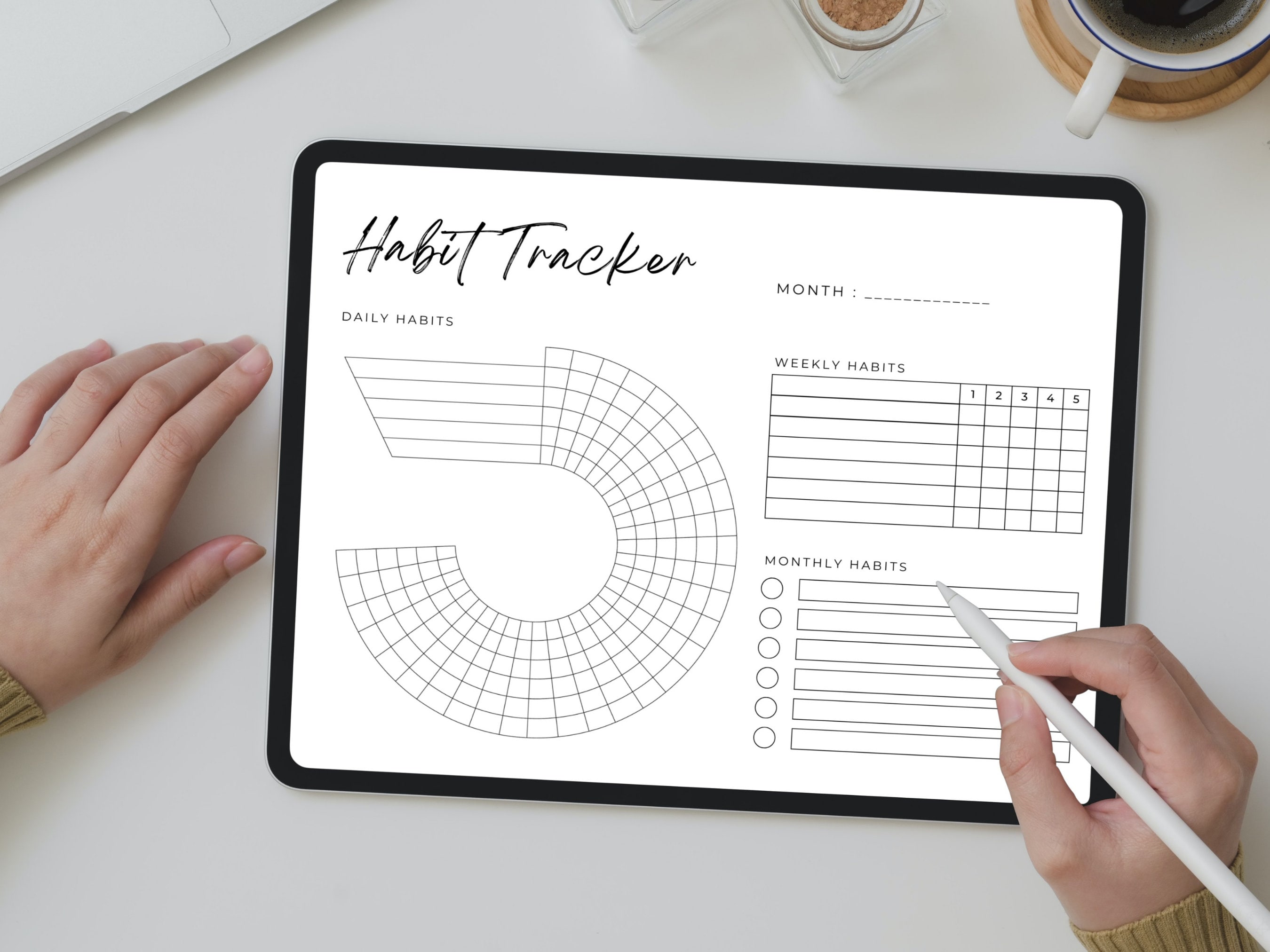 PDF Circle Habit Tracker Printable Circular Monthly Circle Daily ...