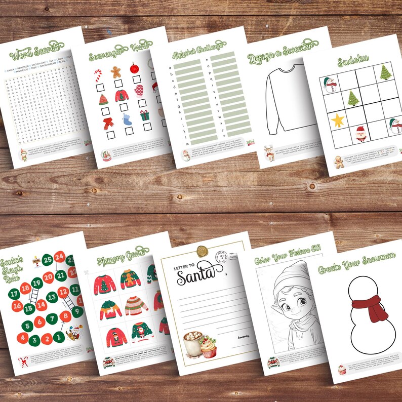 Christmas Activity Book Printable Kids Holiday Boredom Buster Stocking ...