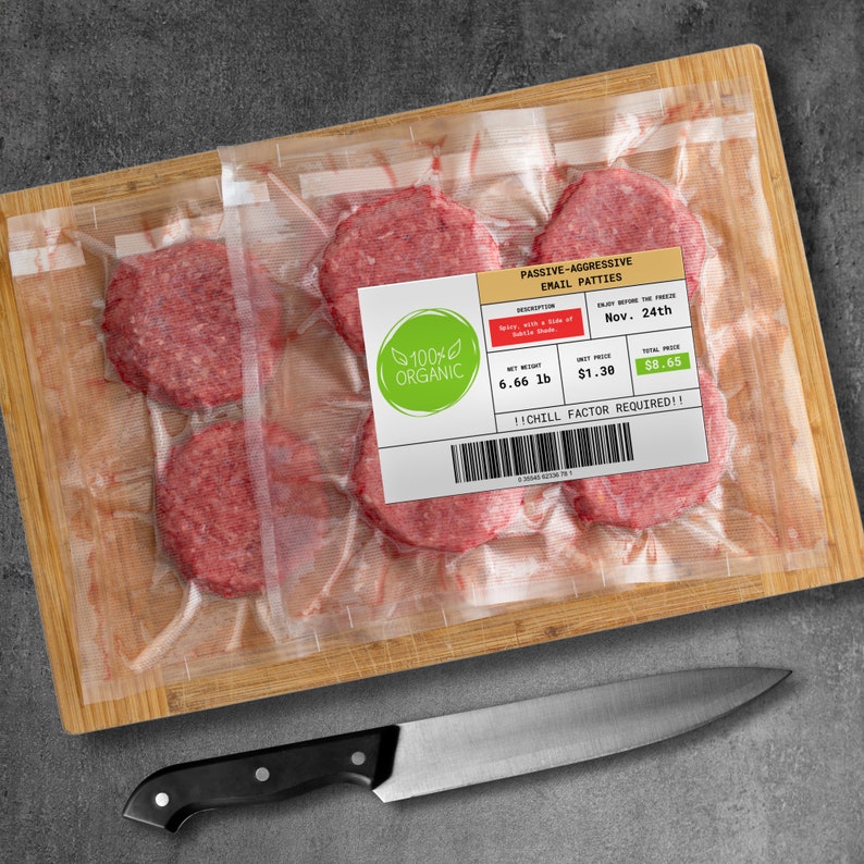 Editable Fake Meat Label Stickers Funny Halloween Prank Gift Office Gag ...