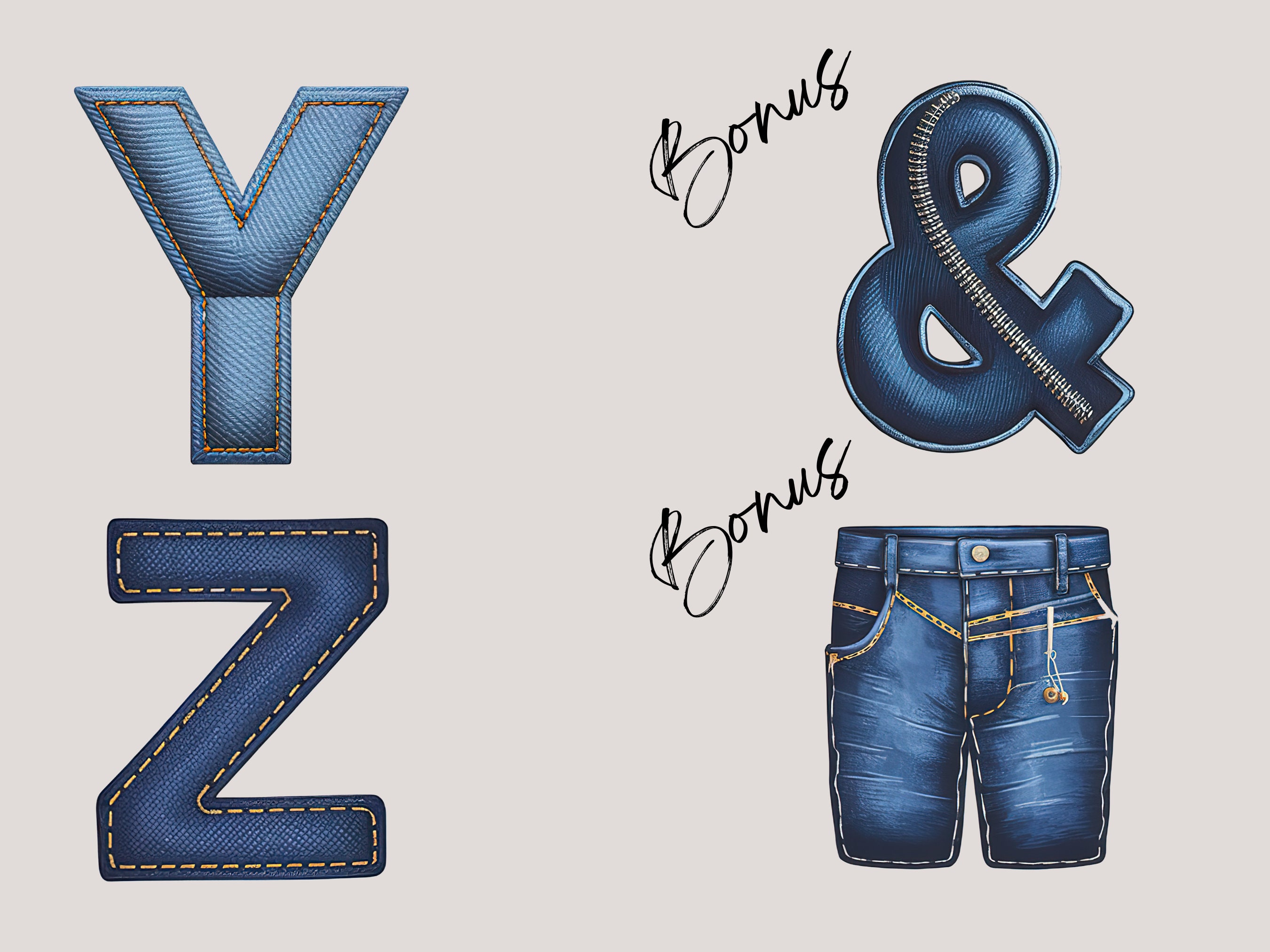 Watercolor Denim Alphabet Clipart Digital Jeans Font PNG Denim Letter ...