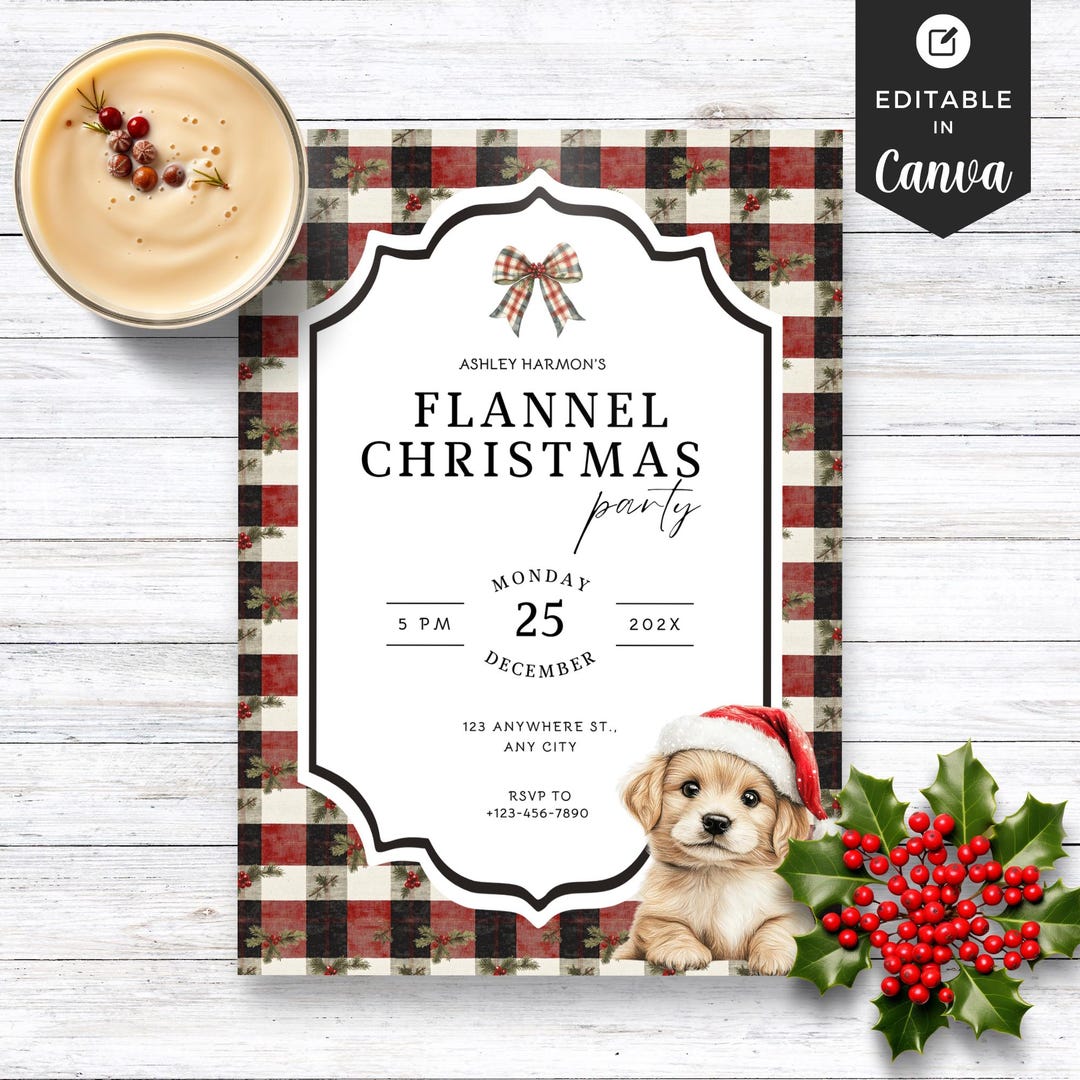 Christmas Flannel Party Invitation Cozy Flannel & Frost Holiday Invite ...