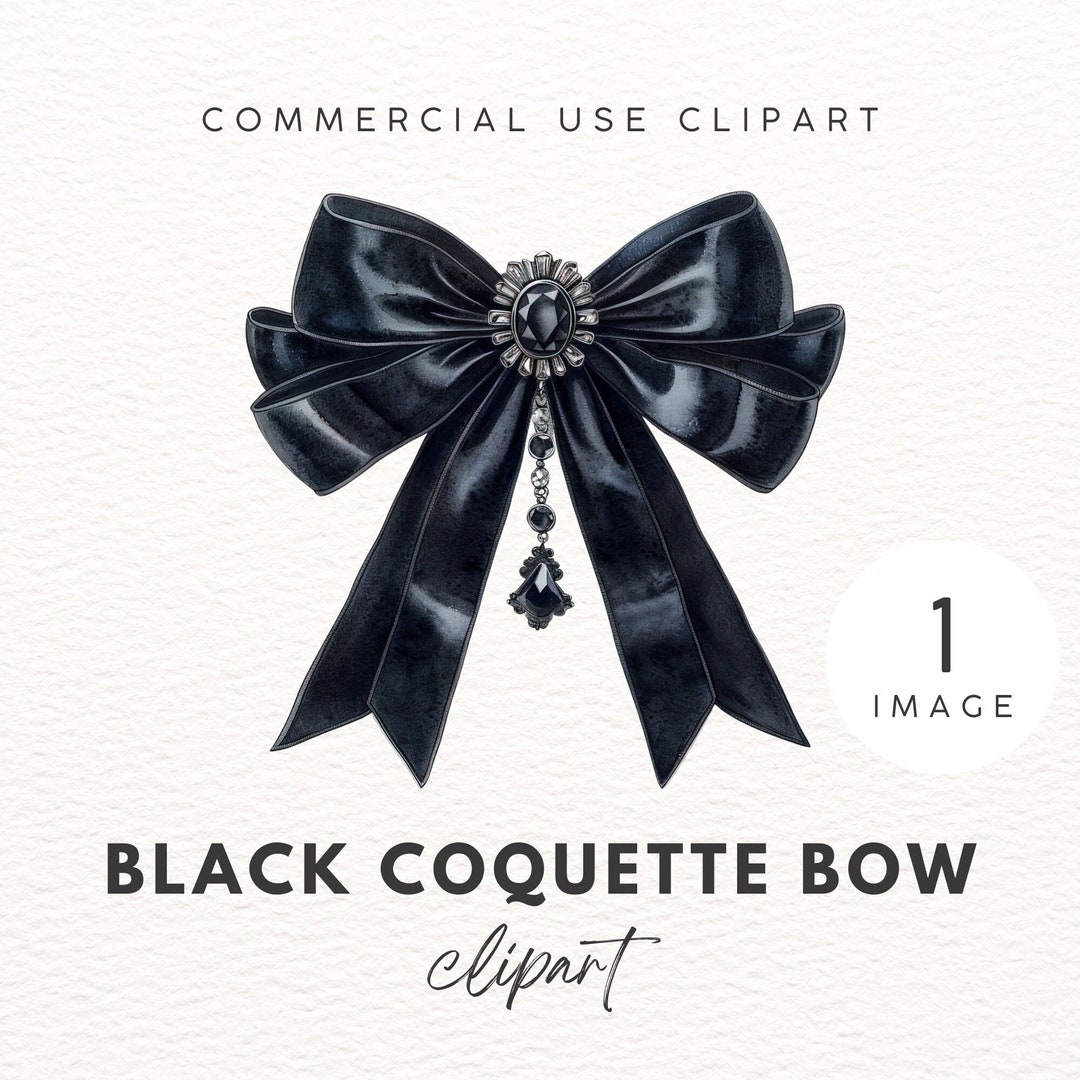 Black Velvet Coquette Bow Clipart Dark Coquette PNG for Shirts Black ...