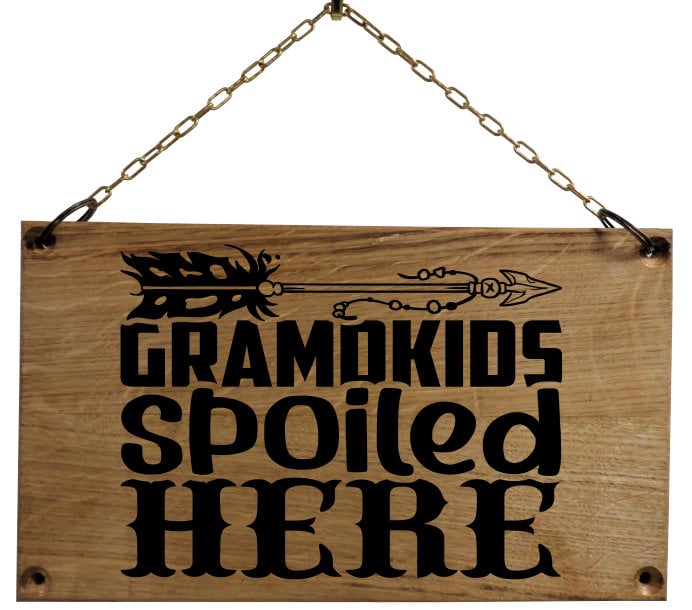 Signs Solid Oak personalised engraved plaque sign 'Grandkids spoiled ...