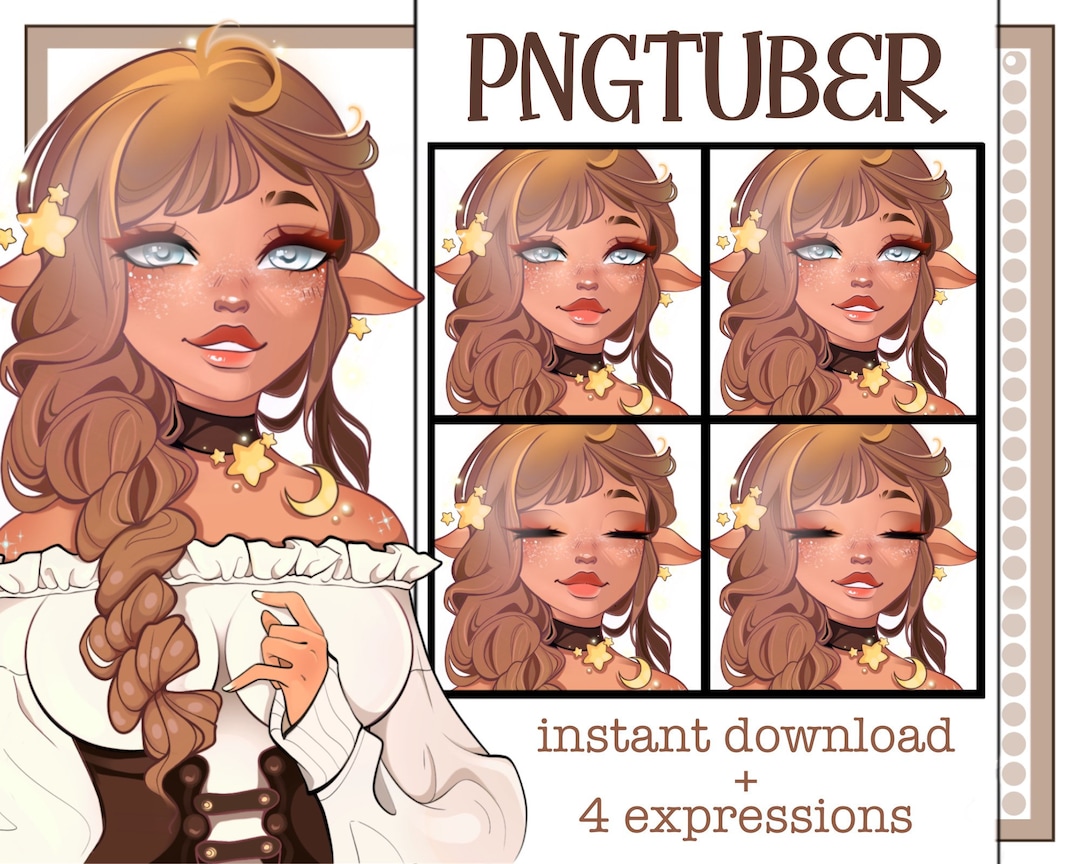 Moon & Stars Pngtuber | Cute Girl Pngtuber | Fantasy Theme | Streaming ...