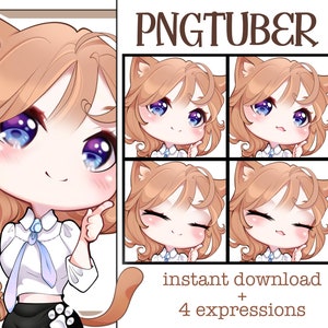 Adorable Kitty Pngtuber Chibi Brunette Streaming Avatar Twitch Discord ...