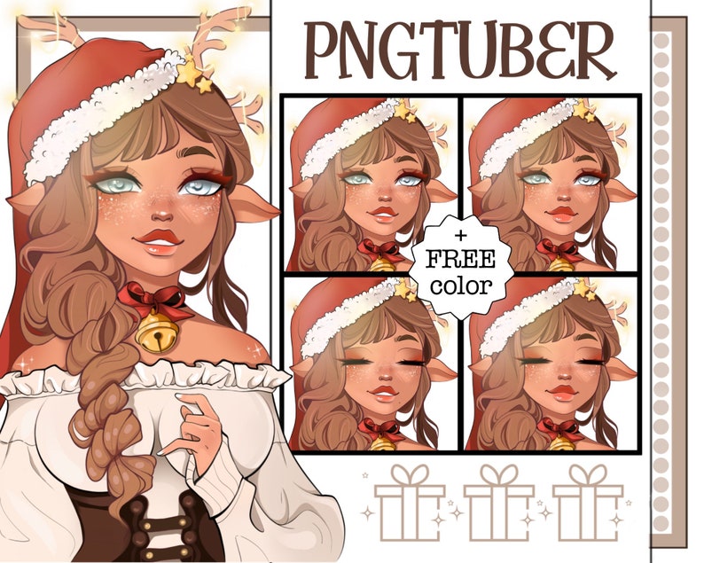 Christmas Girl Pngtuber Blonde Pngtuber Streaming Avatar - Etsy
