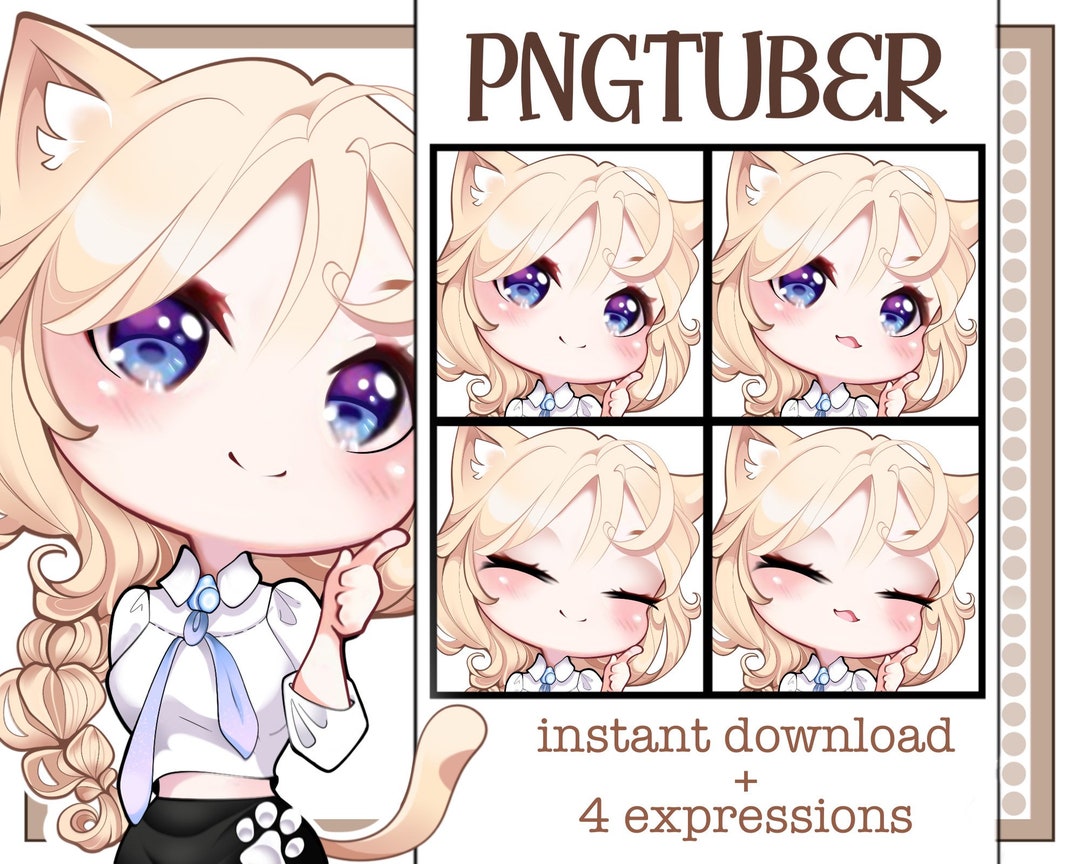 Chibi Cat Ears Pngtuber | Chibi | Blonde Hair | Streaming Avatar ...