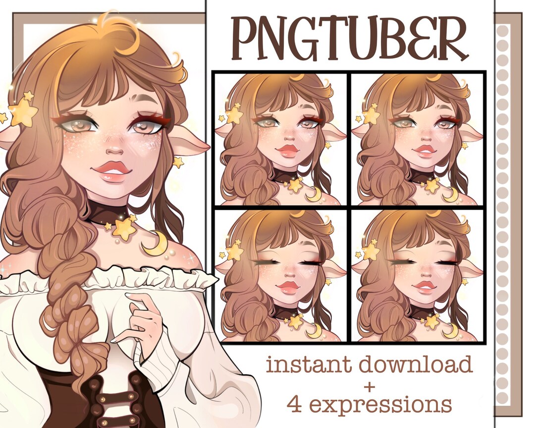 Moon Brunette Elf Pngtuber: Fantasy Streaming Avatar (digital Download ...