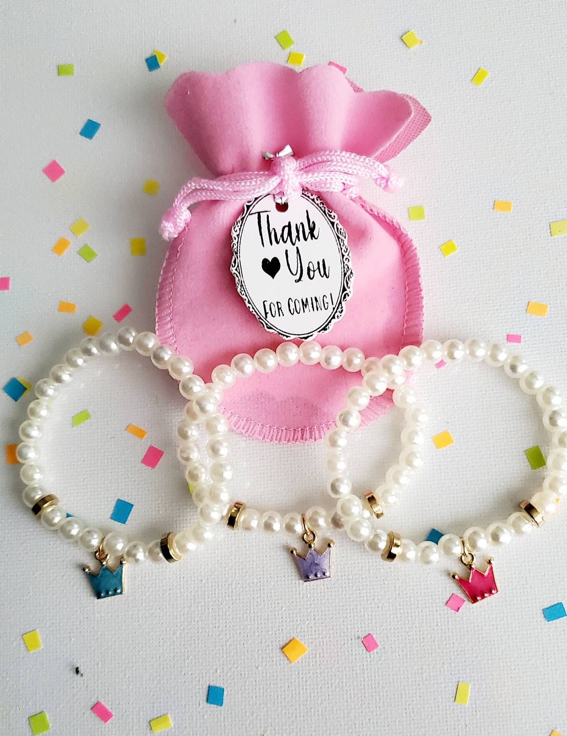 Princess Bracelets, Set of 5, Crown Bracelets, Princess Party Favors ...