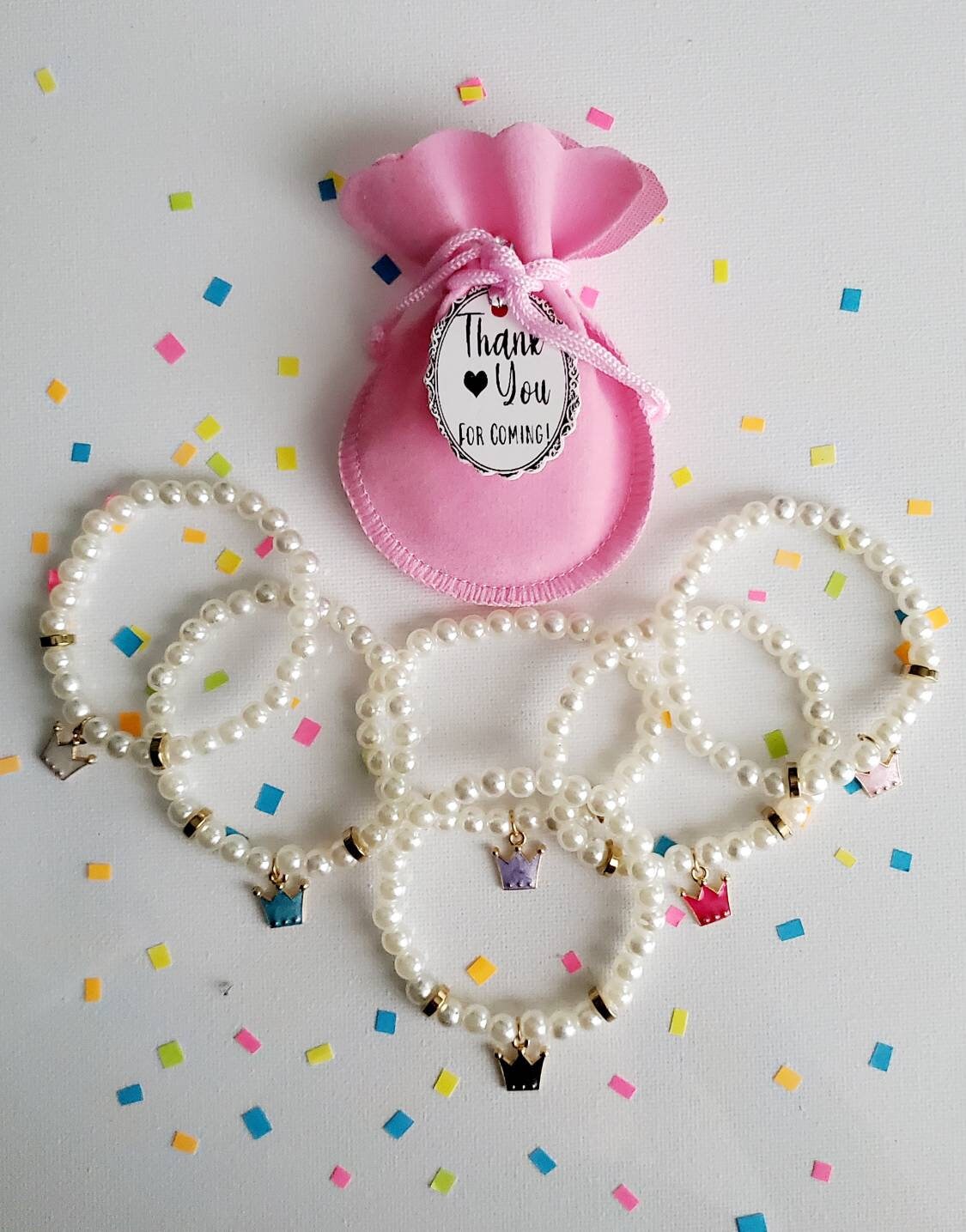 Princess Bracelets, Set of 5, Crown Bracelets, Princess Party Favors ...