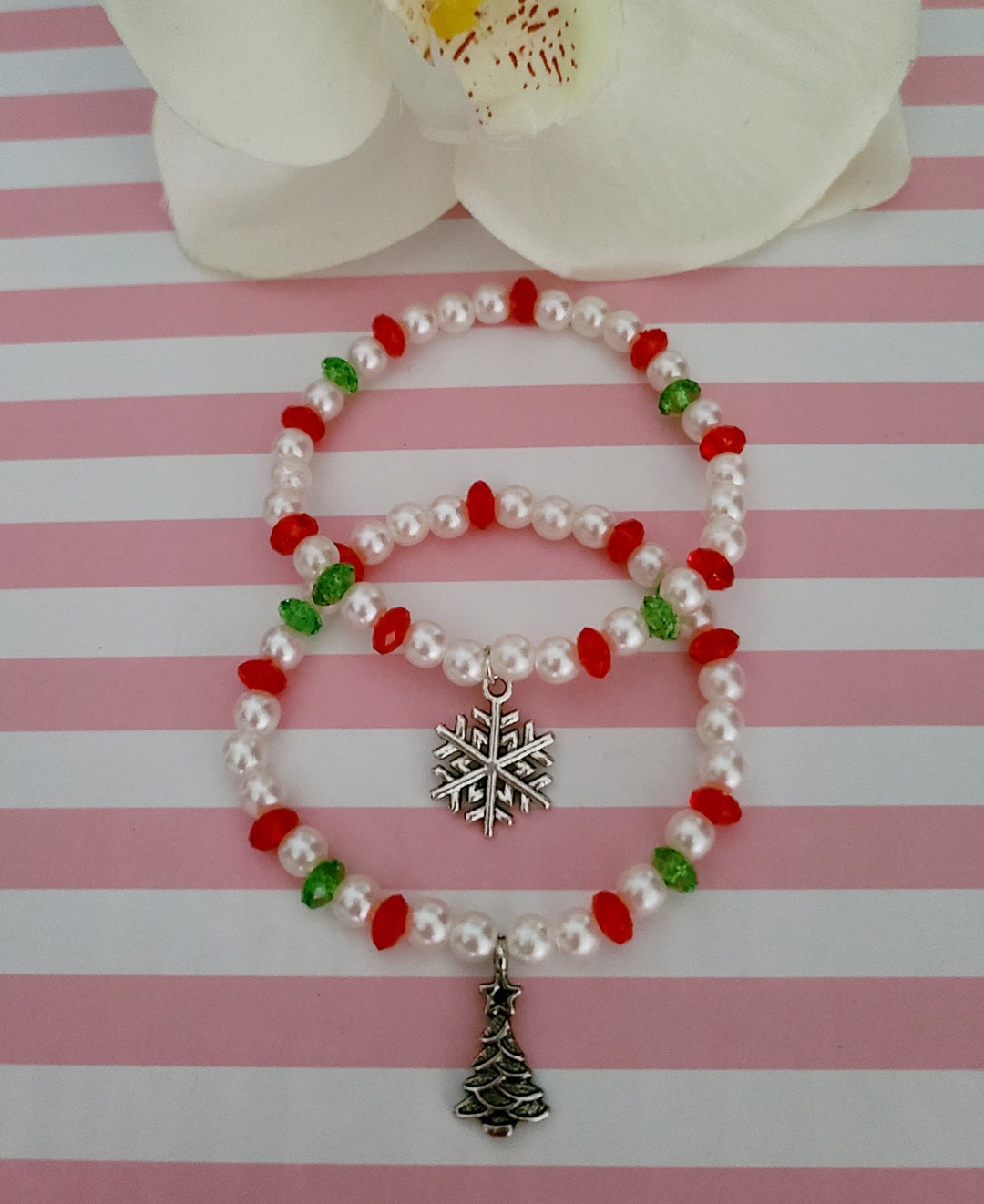 Christmas Tree Bracelets, Christmas Jewelry, Beaded Bracelet, Bracelet ...