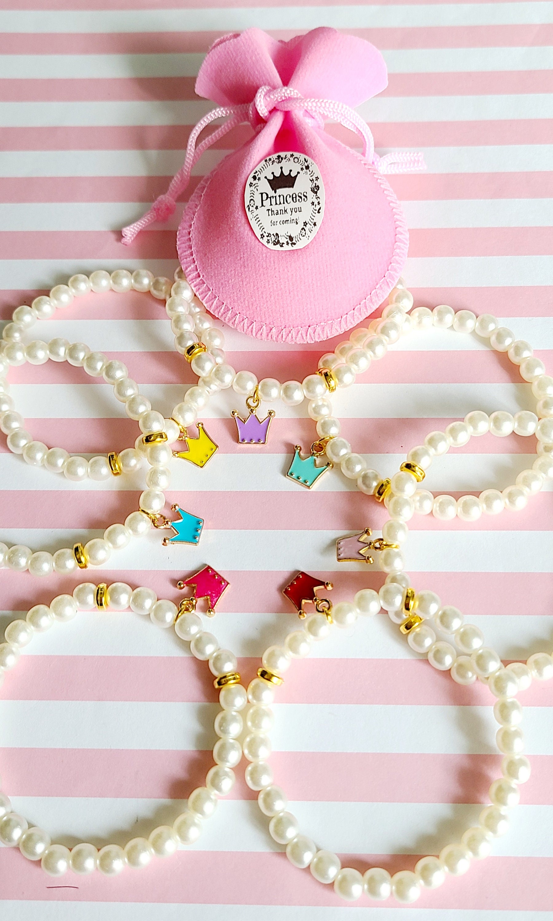 Princess Bracelets, Set of 5, Crown Bracelets, Set of 3, Princess Party ...