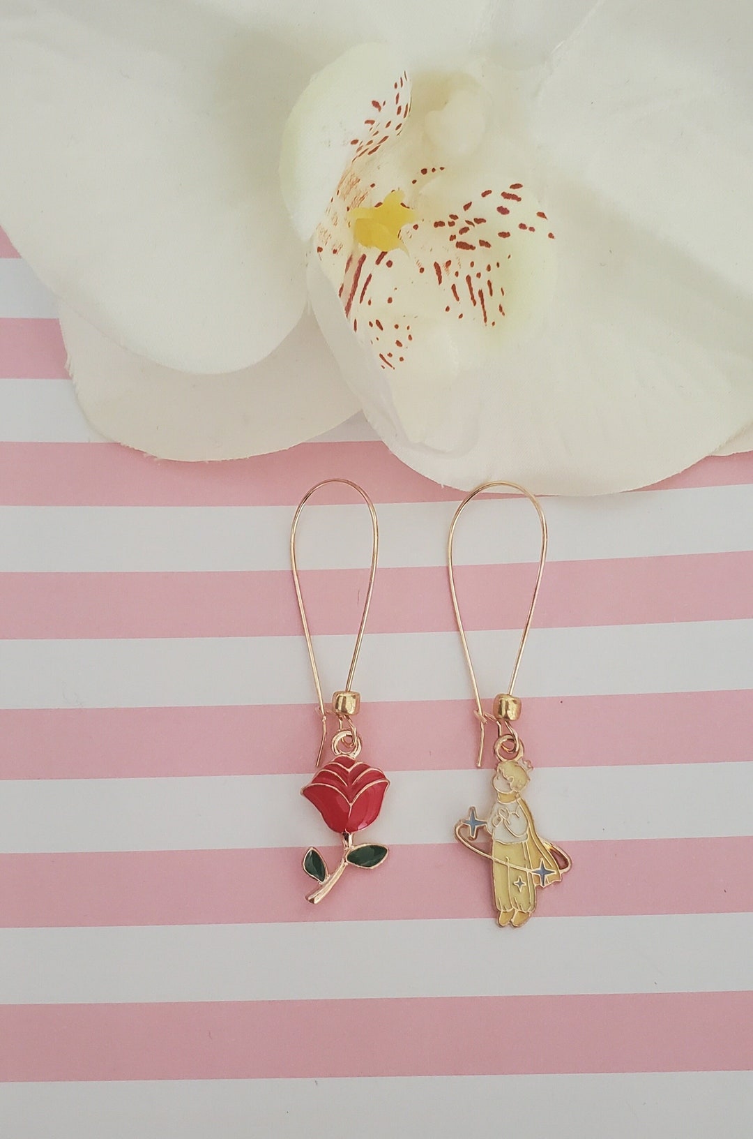 The Little Prince Inspired Earrings, Rose Earrings, the Little Prince ...