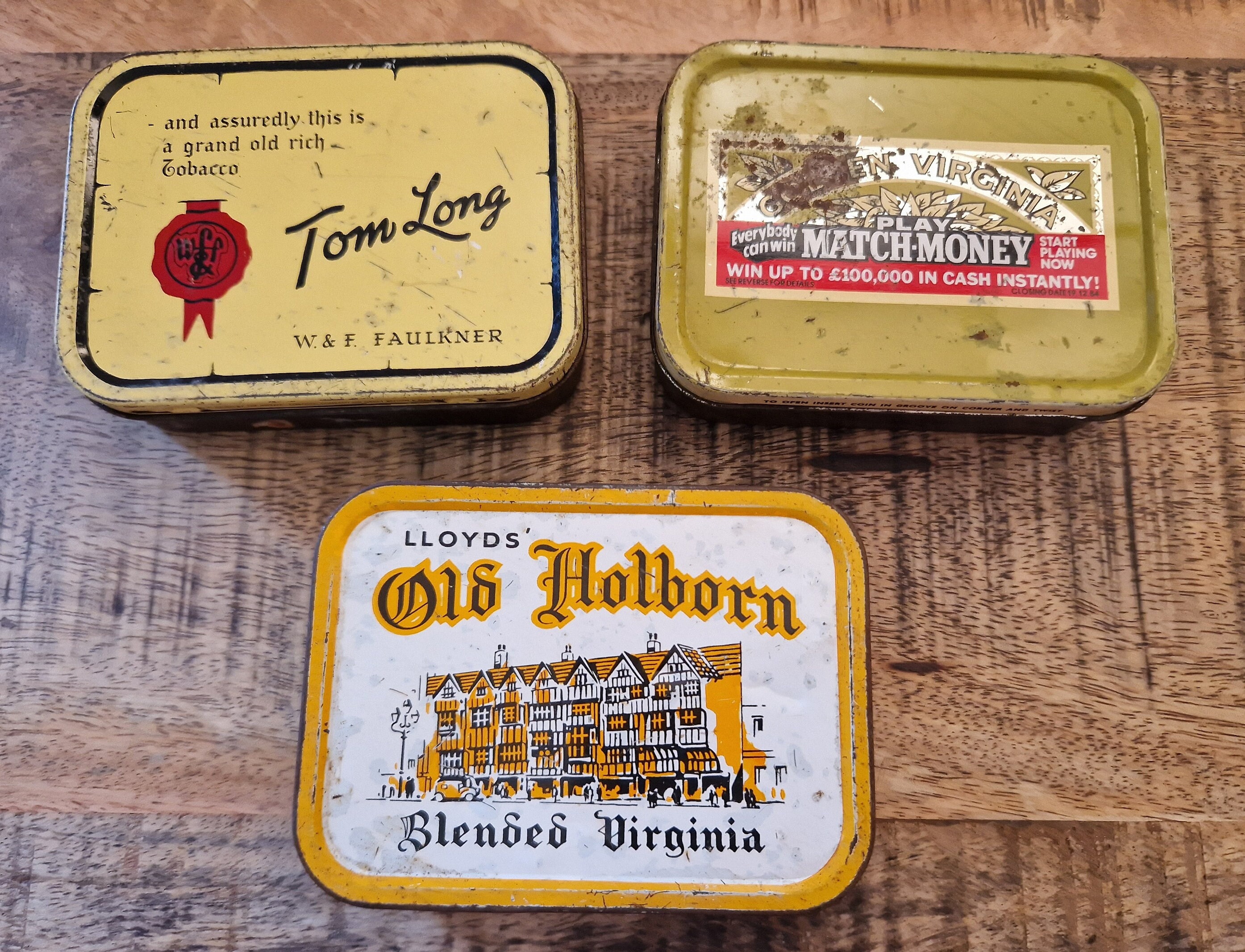 Vintage Collectible 1960s Tobacco Tins Golden Virginia Old Holborn Tom ...