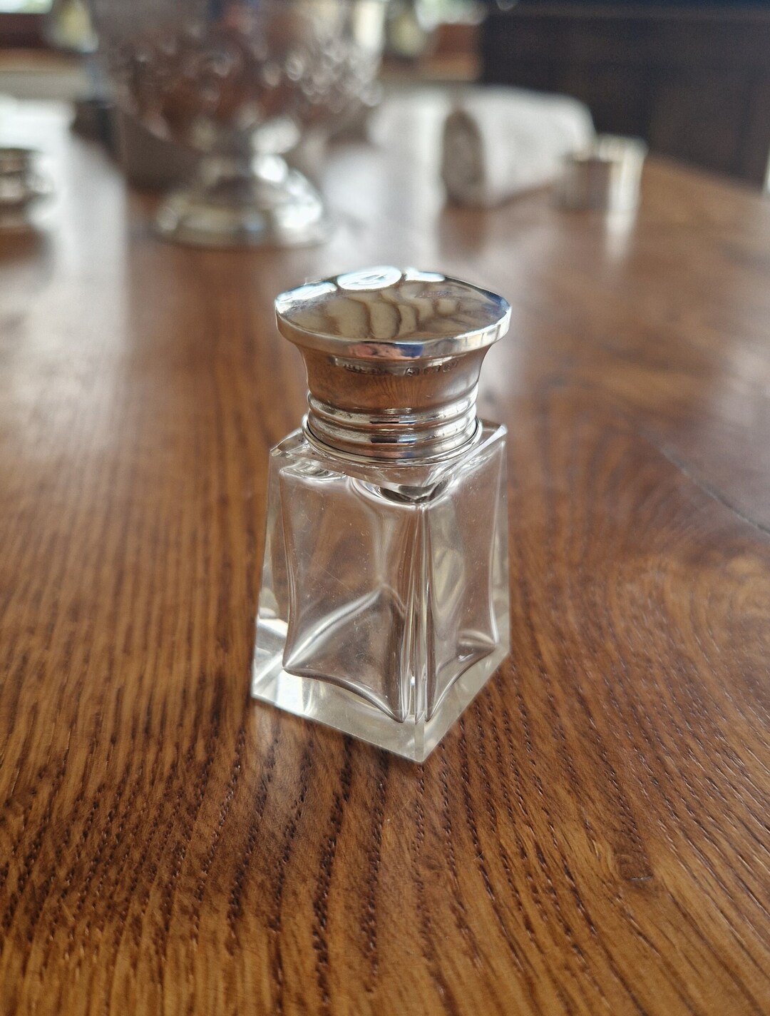 George V Small Glass Flask With Sterling Silver Screw-top Lid, 1923 ...