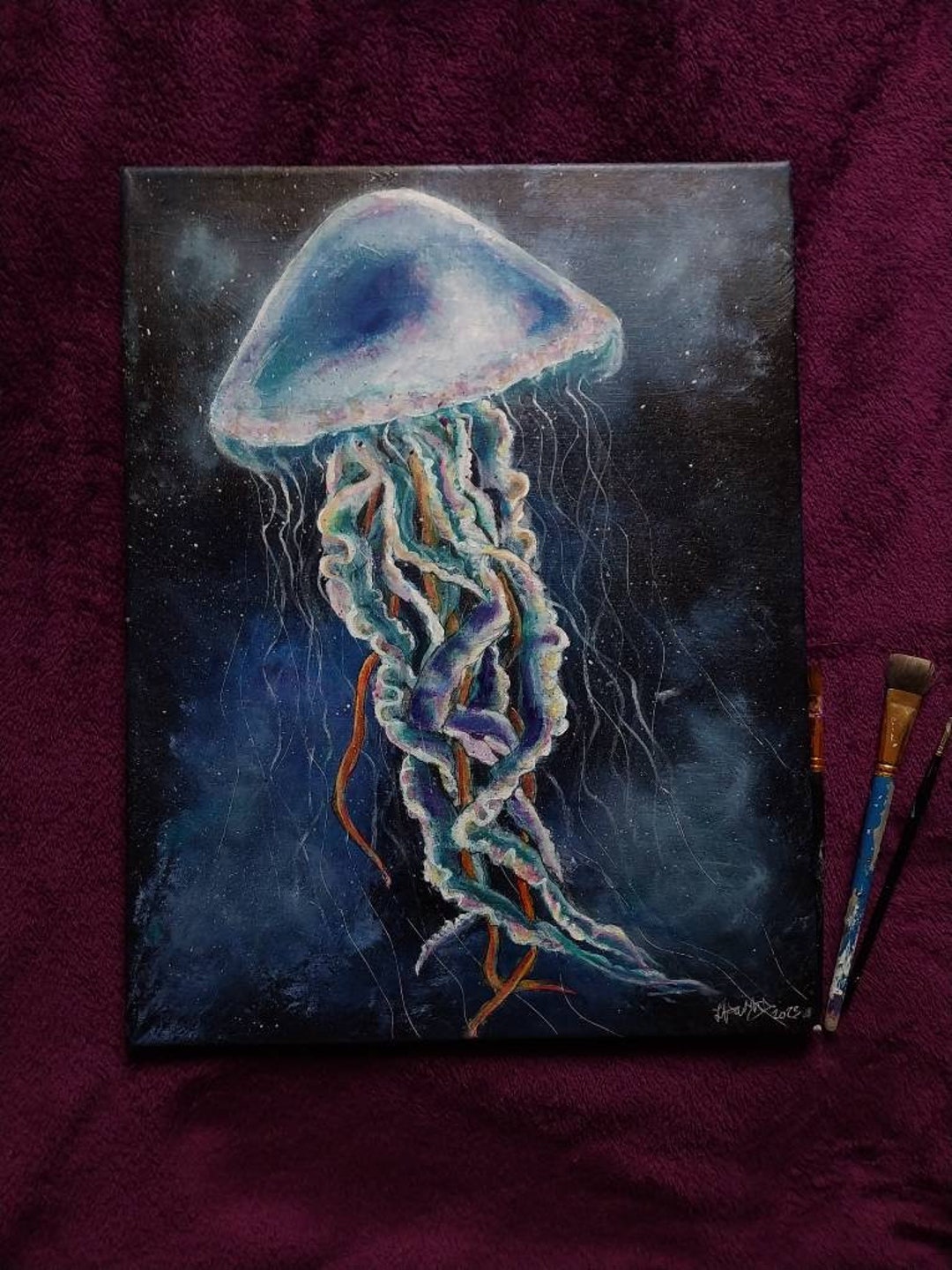 Art Illustration Jellyfish Acrylic Painting, Jellyfish Art, Jellyfish ...