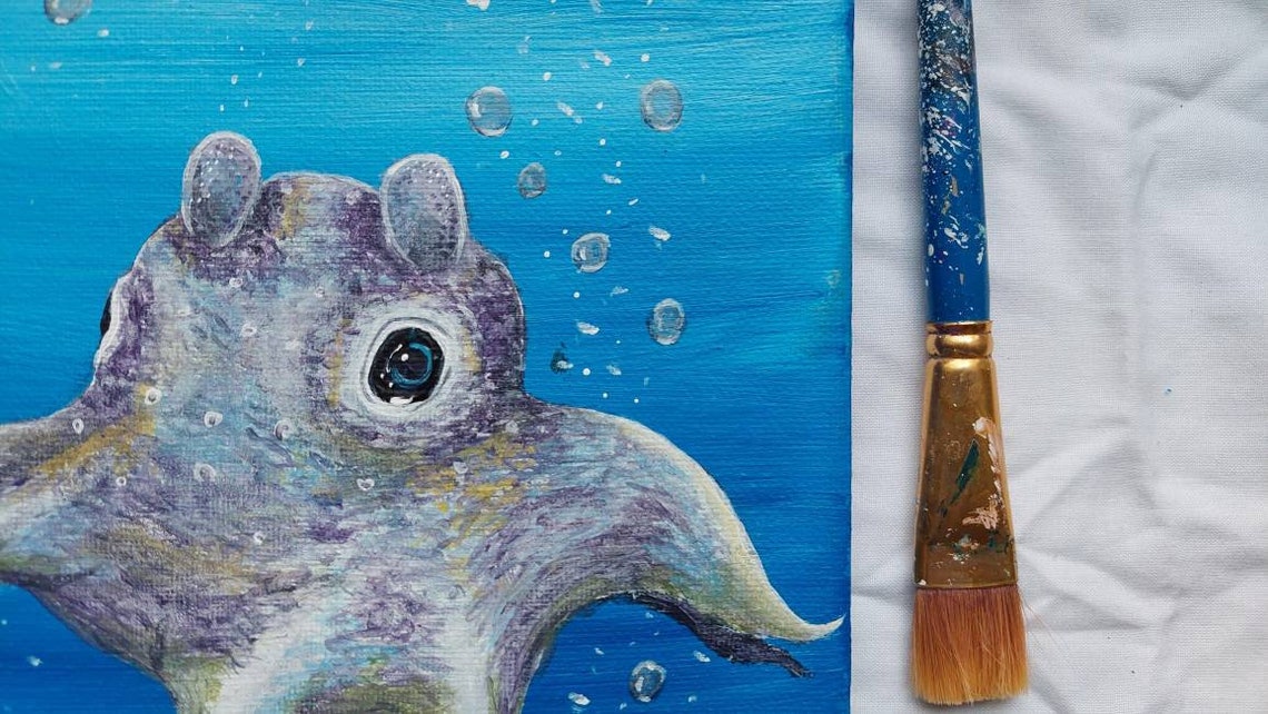 Dumbo Octopus Original Painting Cute Octopus Illustration Acrylic Art ...