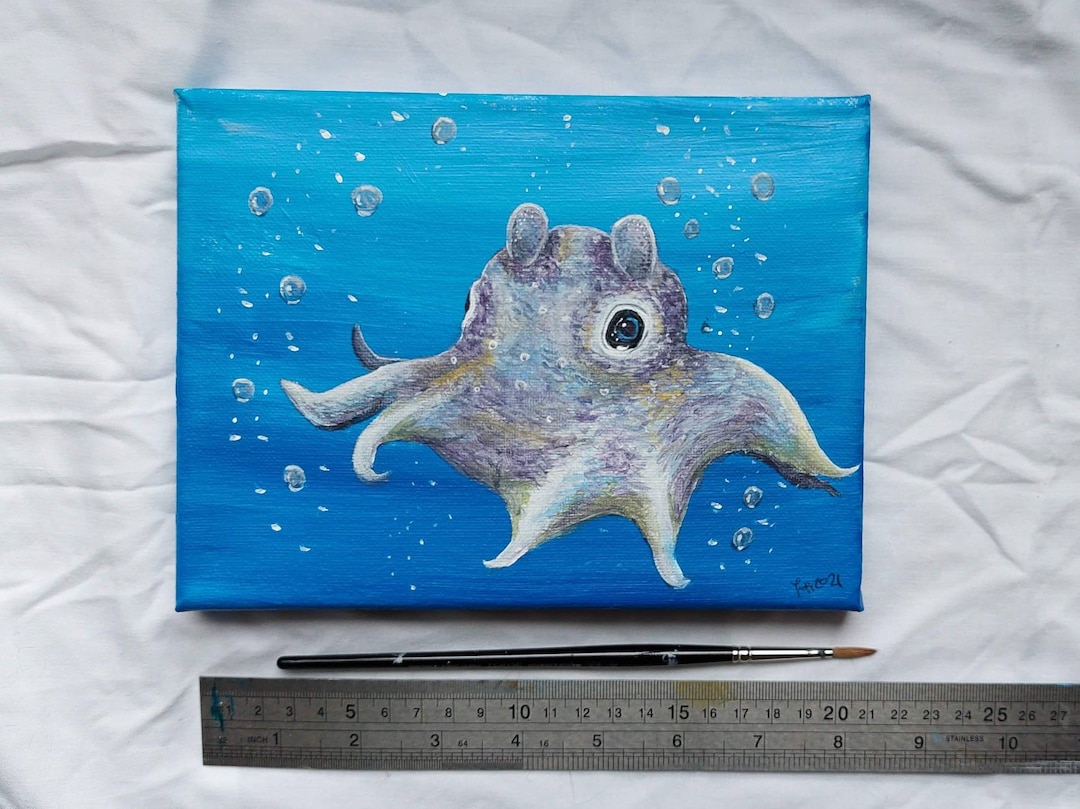 Dumbo Octopus Original Painting Cute Octopus Illustration Acrylic Art ...